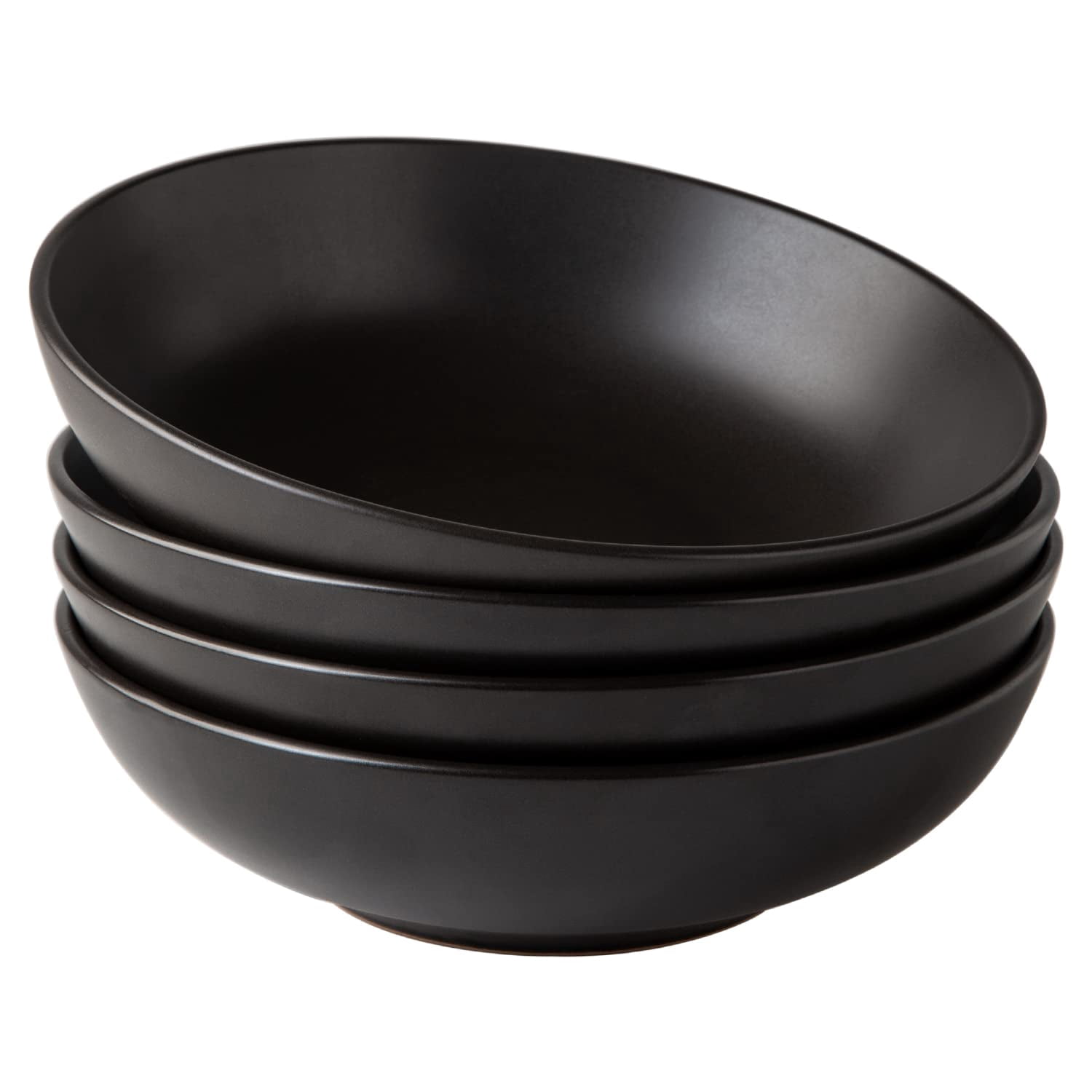 8.75 Inch Large Deep Stoneware Serving Bowls Matte Black 4PCS For Pasta ...