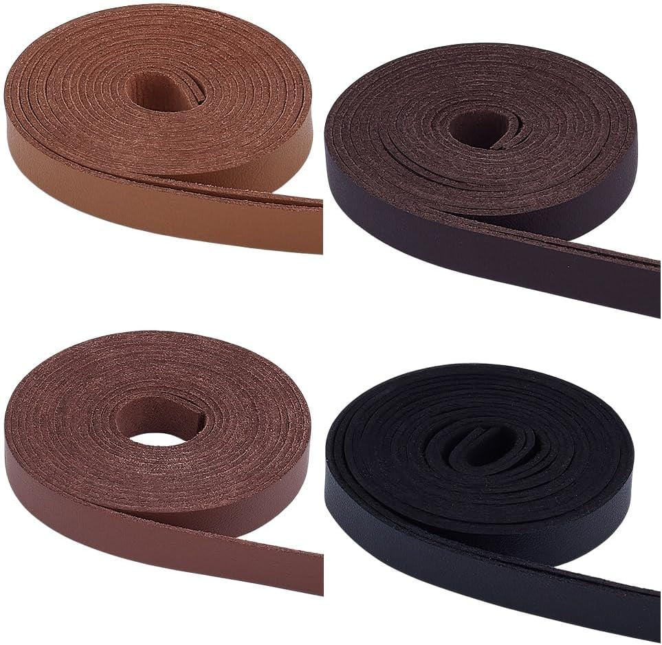 8.7yard Flat Leathers Straps for Crafts 10mm Wide 4 Colors PU Imitation ...