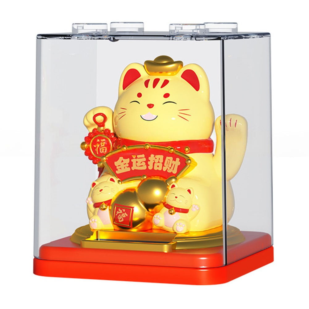 8*8*9.9Cm Solar Powered Automatic Hand-Waving Fortune Cat Front Desk Ornament - Walmart.com