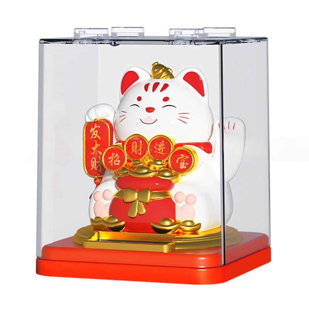 8*8*9.9Cm Solar Powered Automatic Hand-Waving Fortune Cat Front Desk ...