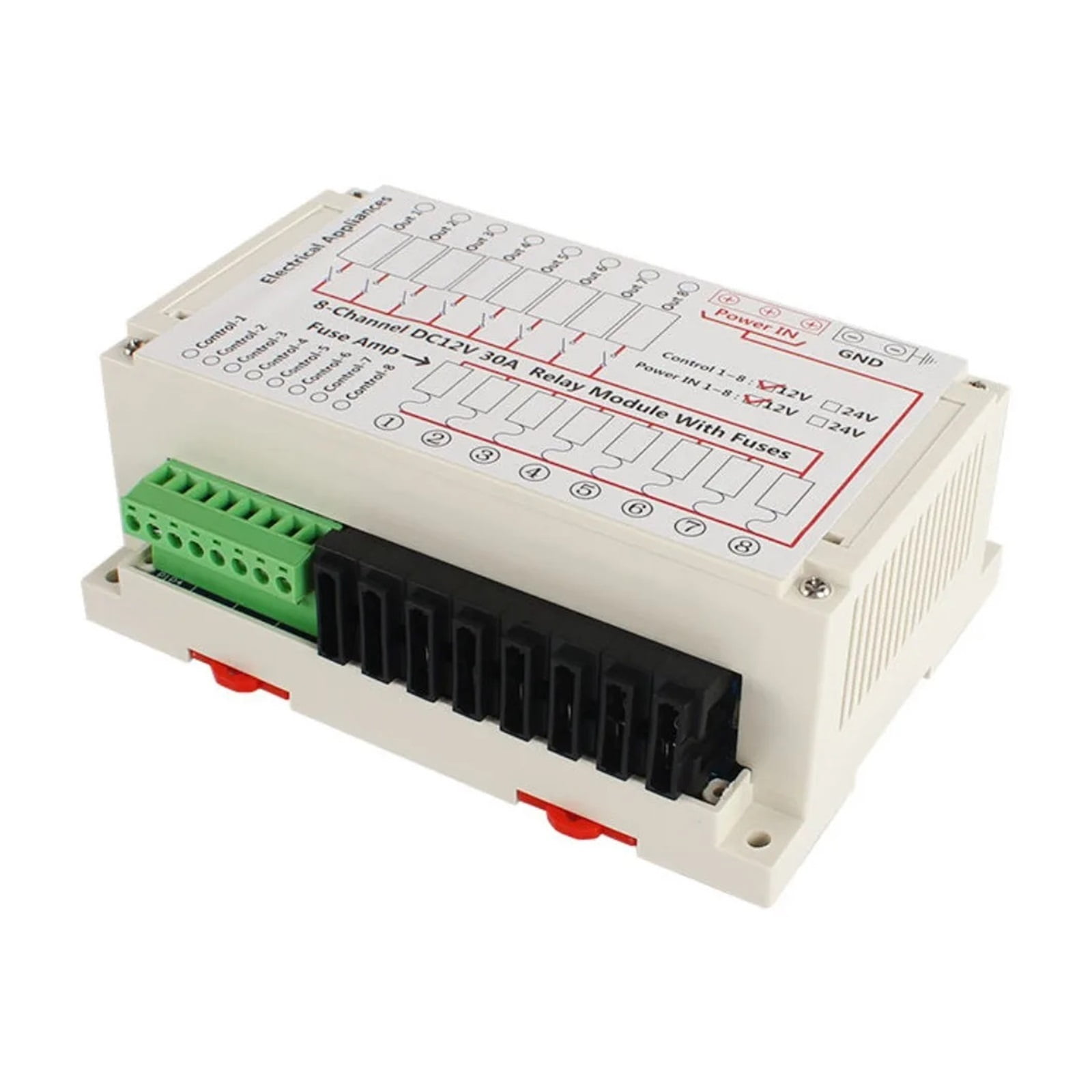 8-8-Channel 12/24V 30A Switch Panel Relay Module With Fuses Patent ...