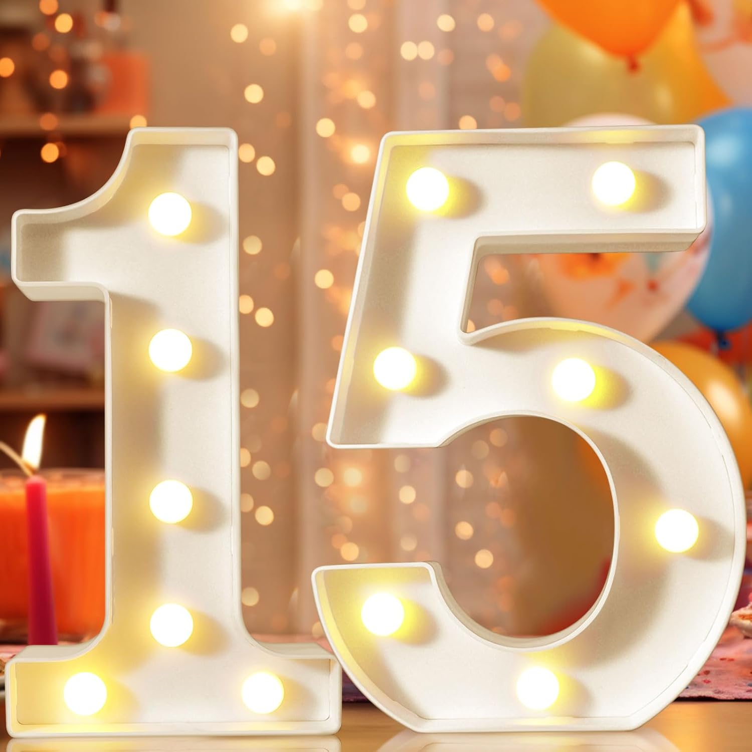 8.8" Decorative LED Light Up Numbers, Marquee Numbers Lights for 15th ...