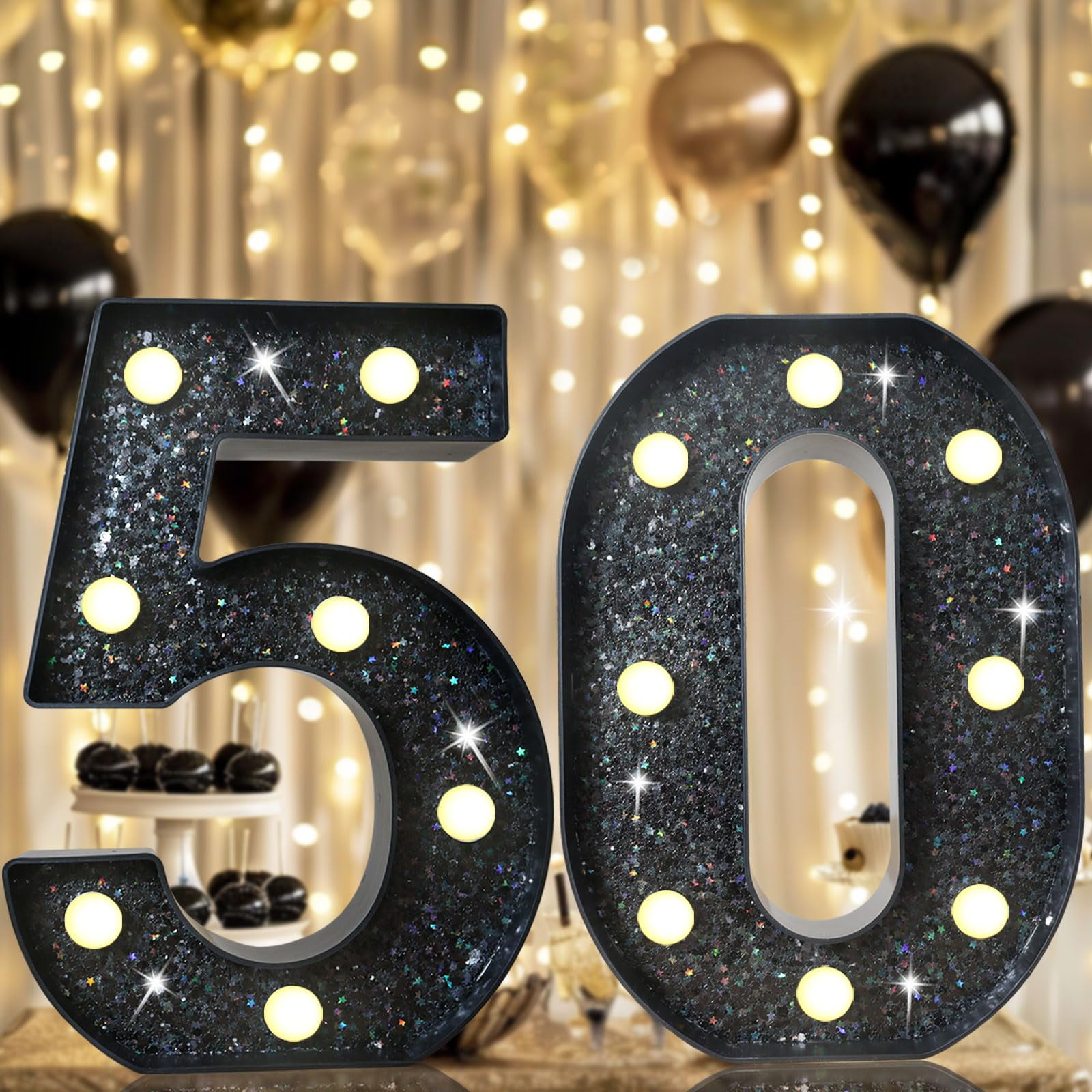 8.8" Decorative LED Light Up Numbers, Glitter Marquee Numbers Lights ...