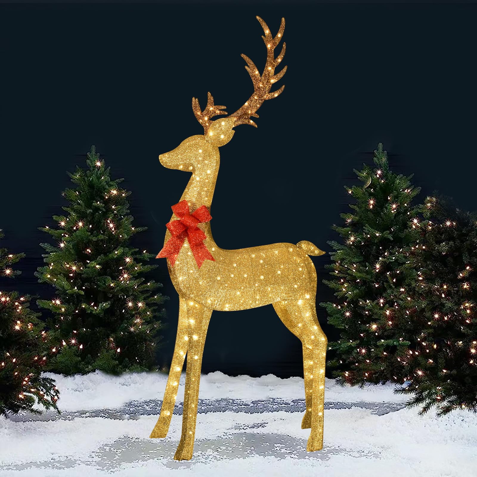 8.8 Ft Lighted Outdoor Christmas Deer - HOYECHI Christmas Decor Outside ...
