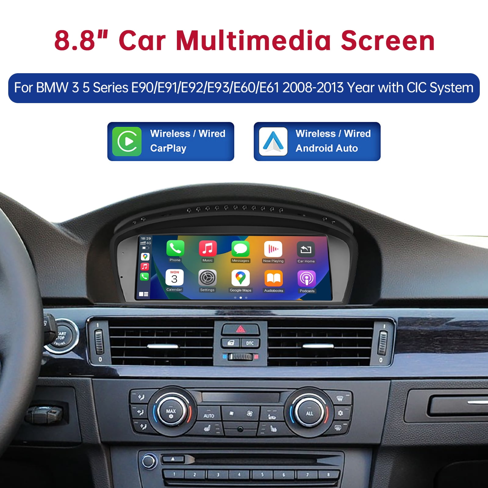 8.8 Inch Touch Screen Wireless CarPlay Android Auto Car Multimedia ...