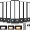 8"8 Pack Under Cabinet Lighting Wireless with Remote,56 LED Rechar able ...