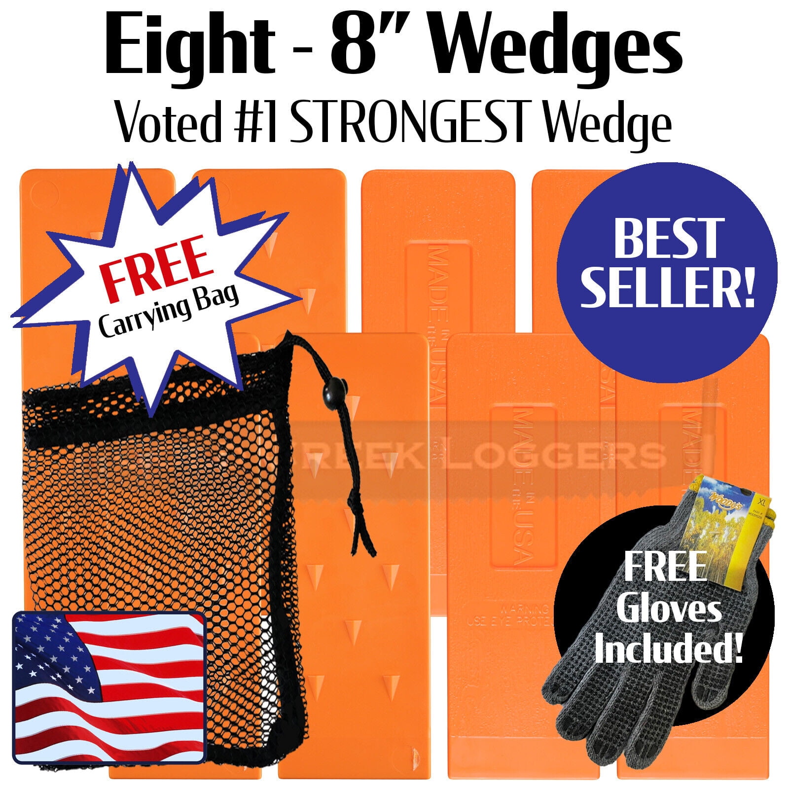 8 - 8" - USA HARD logging Felling Bucking Tree Forestry Falling Spiked ...