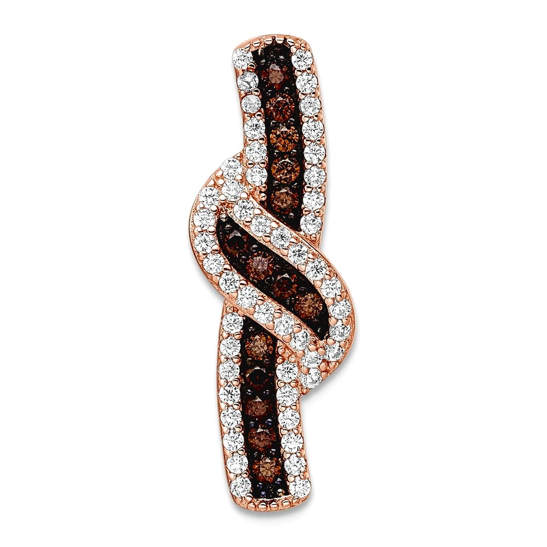 8.84mm 925 Sterling Silver Rose tone Black Rhodium Plated Cubic ...