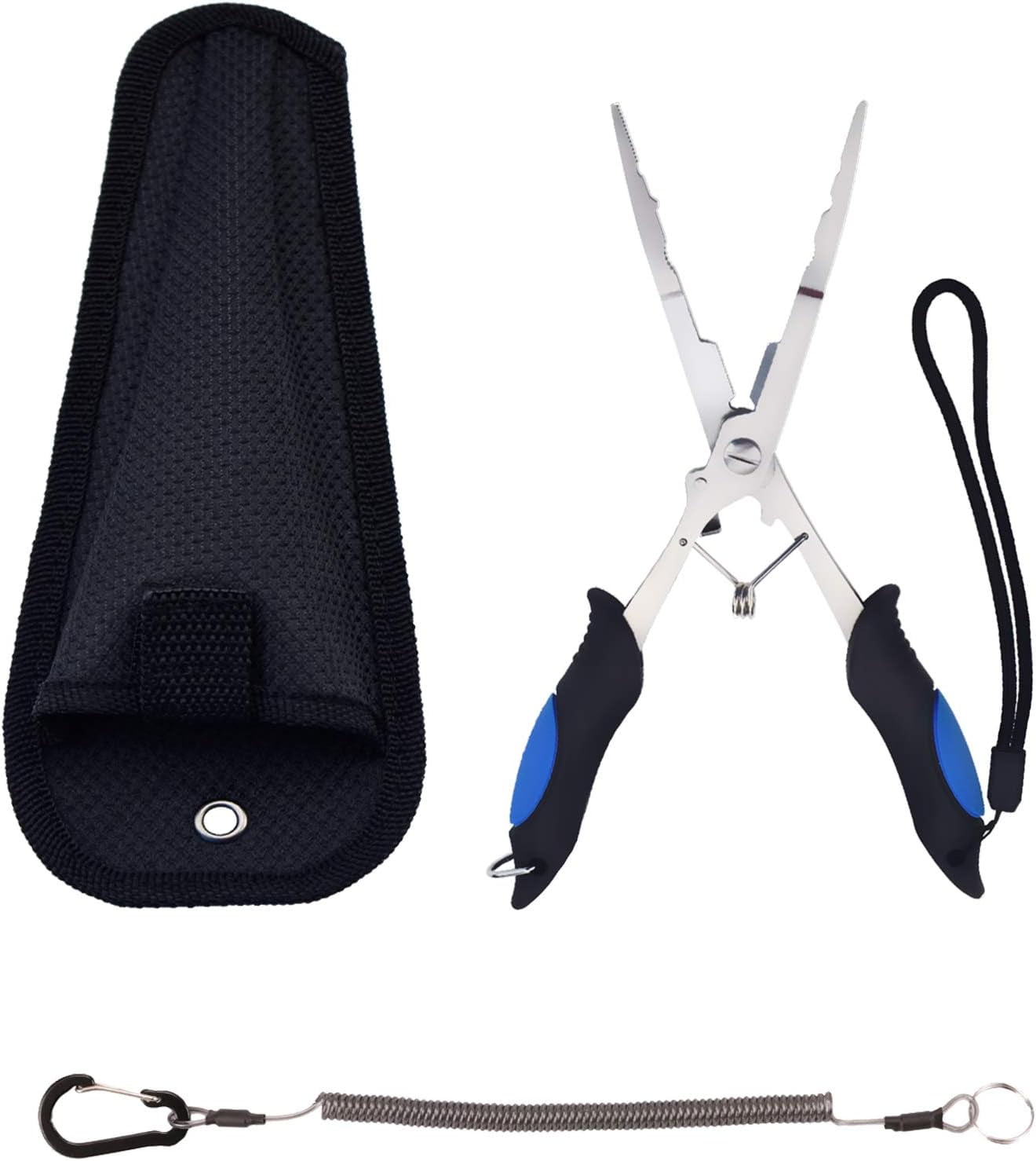 8.85 In Fishing Pliers Stainless Steel with Spring Lanyard and Sheath ...