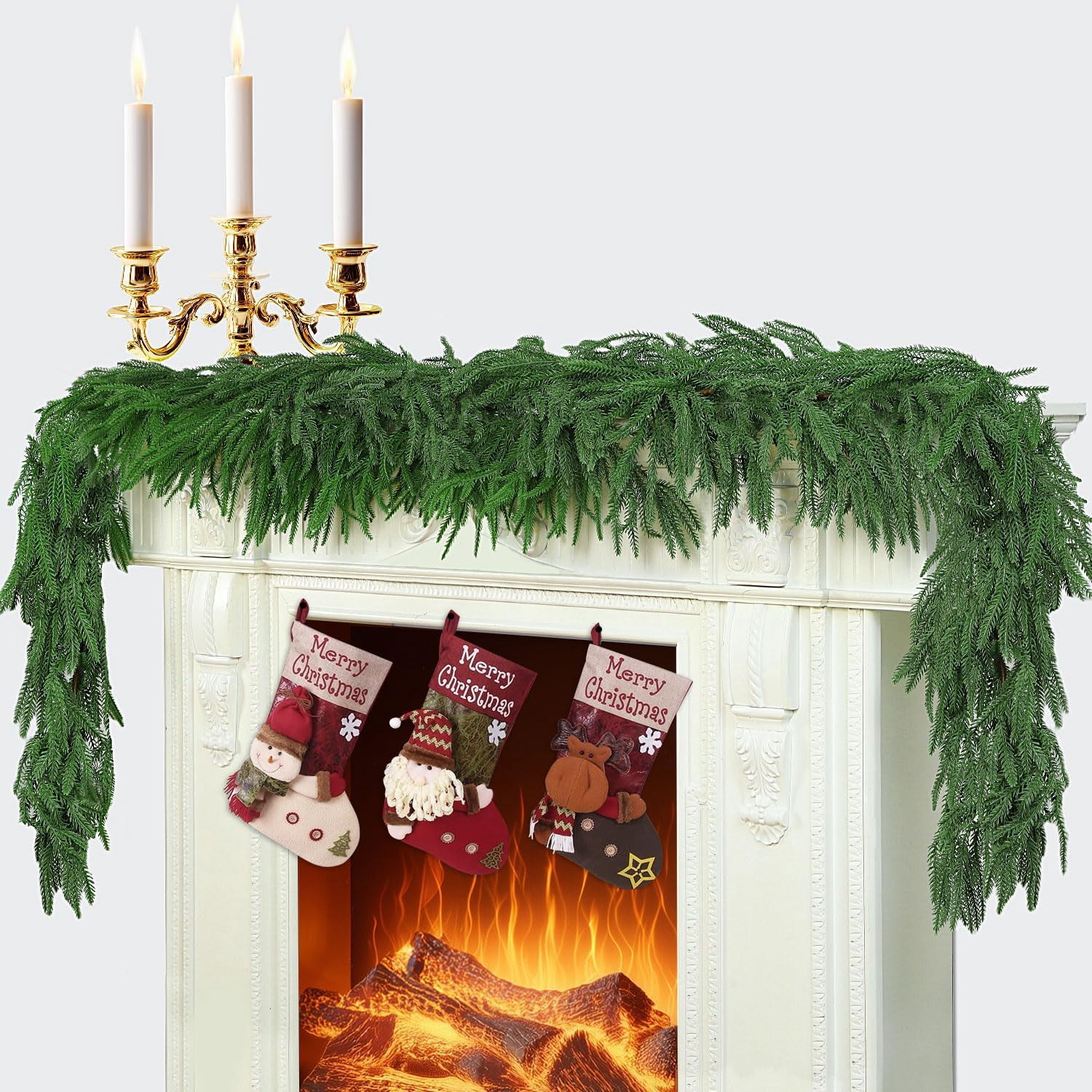 8.86 FT Christmas Garland Norfolk Pine Garland Real Touch Artificial ...