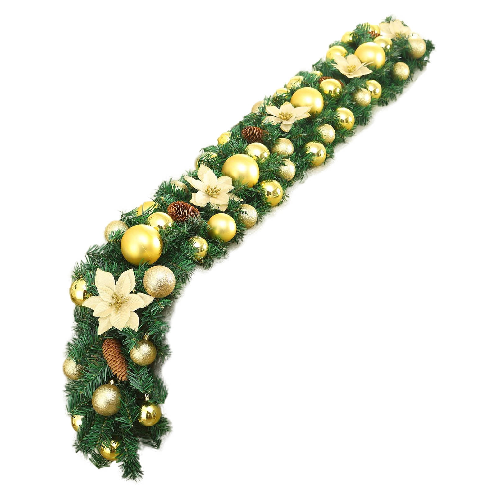 8.86 FT Christmas Garland with Pinecones Red Berries Bows Christmas ...