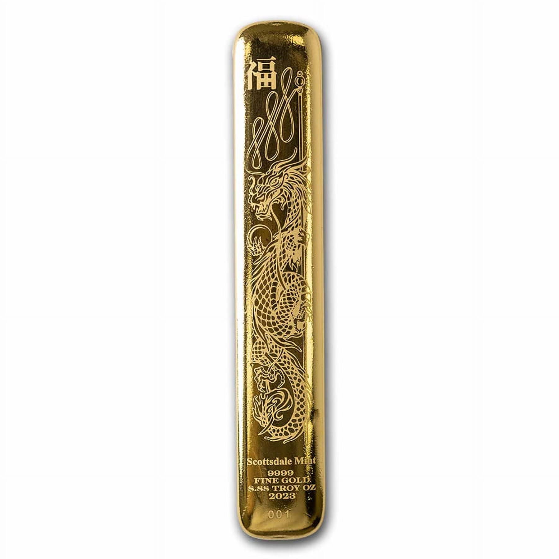 8.88 oz Gold Bar - Scottsdale Mint Lucky Dragon Cast Gold Bar - Walmart.com