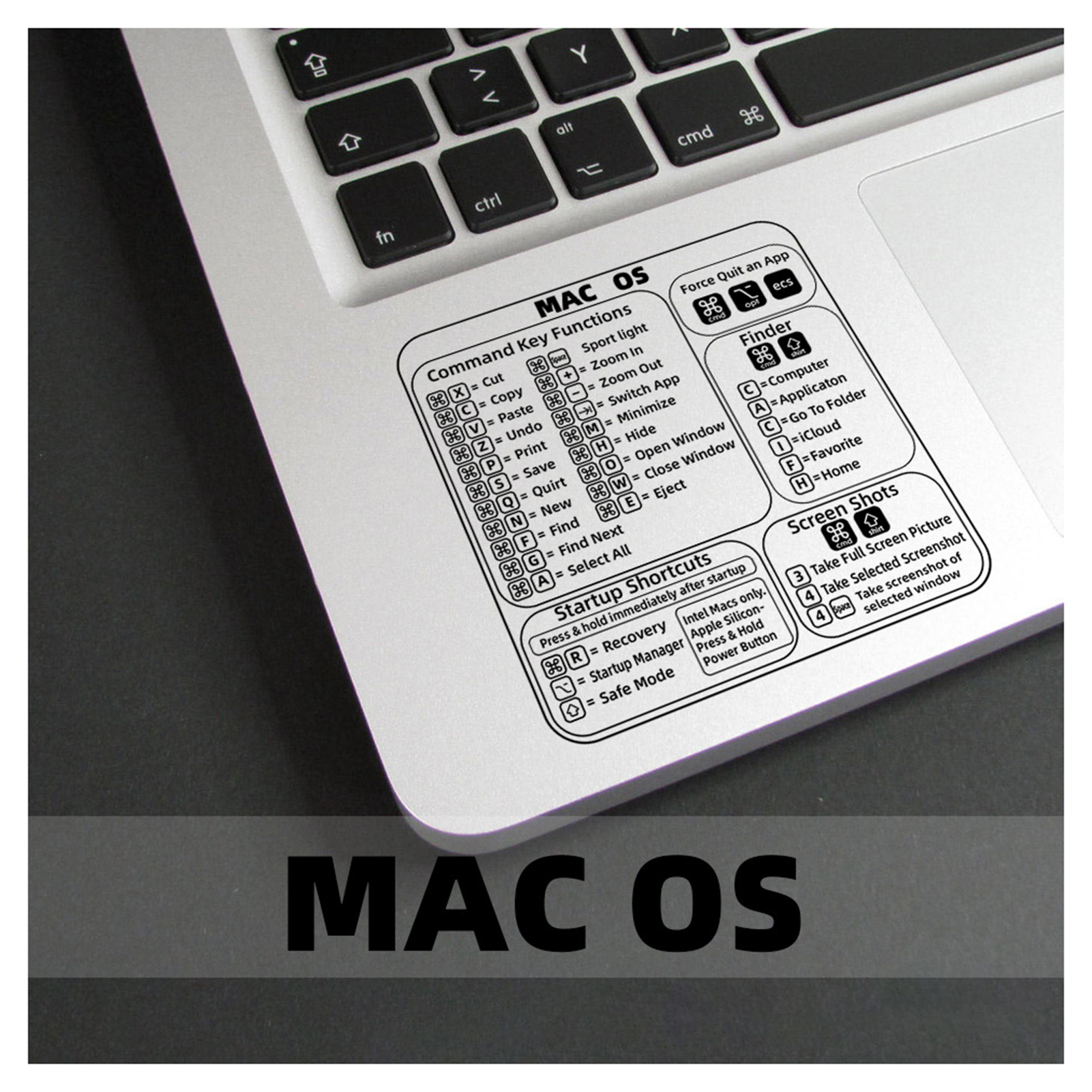 8*8cm Transparent Color Computer Shortcut Stickers PC Software Shortcut Key Decor Stickers For ...