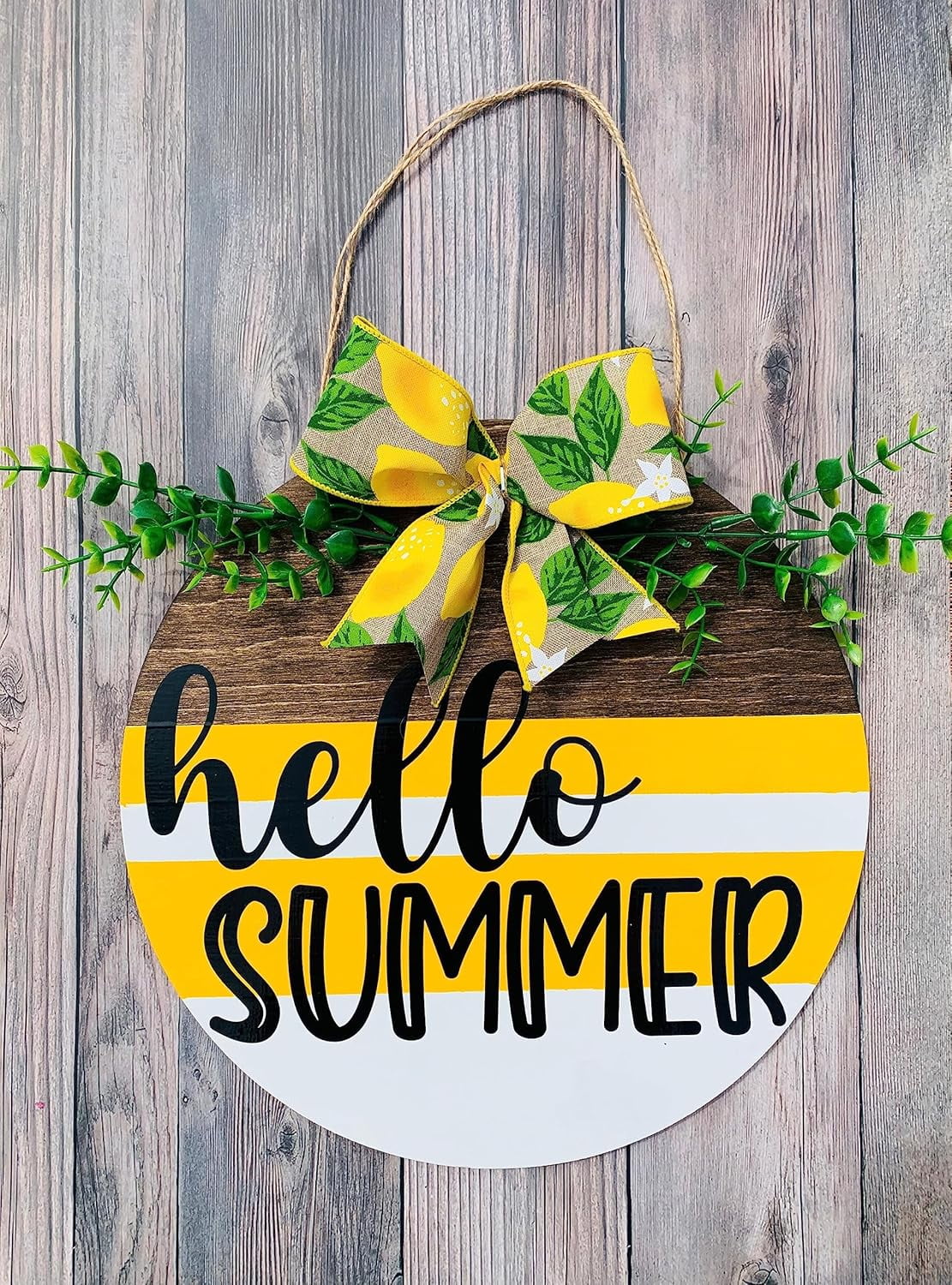 8*8inch Round Vintage wooden Hello Summer Door Hanger, Front Door ...