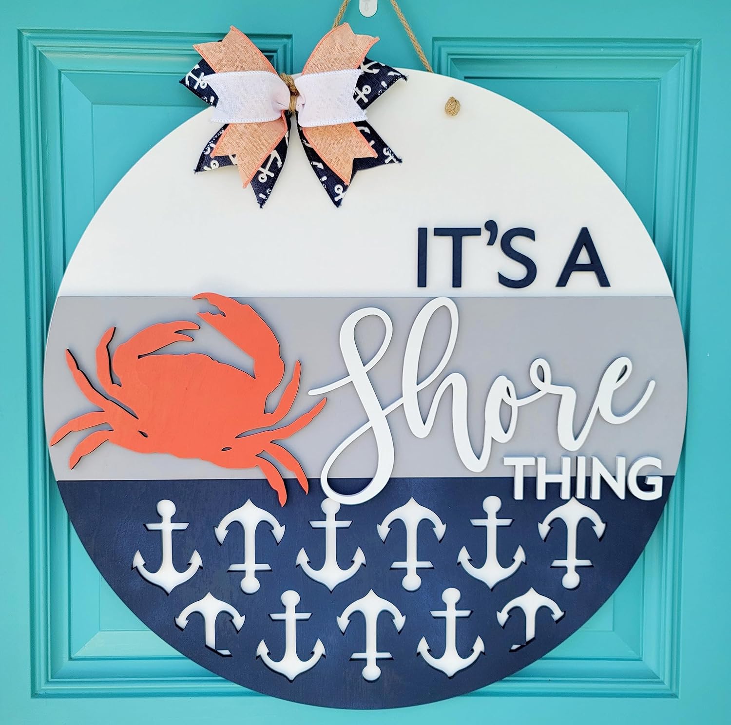 8*8inch Round Vintage wooden It'S A Shore Thing | Beach Door Hangers ...