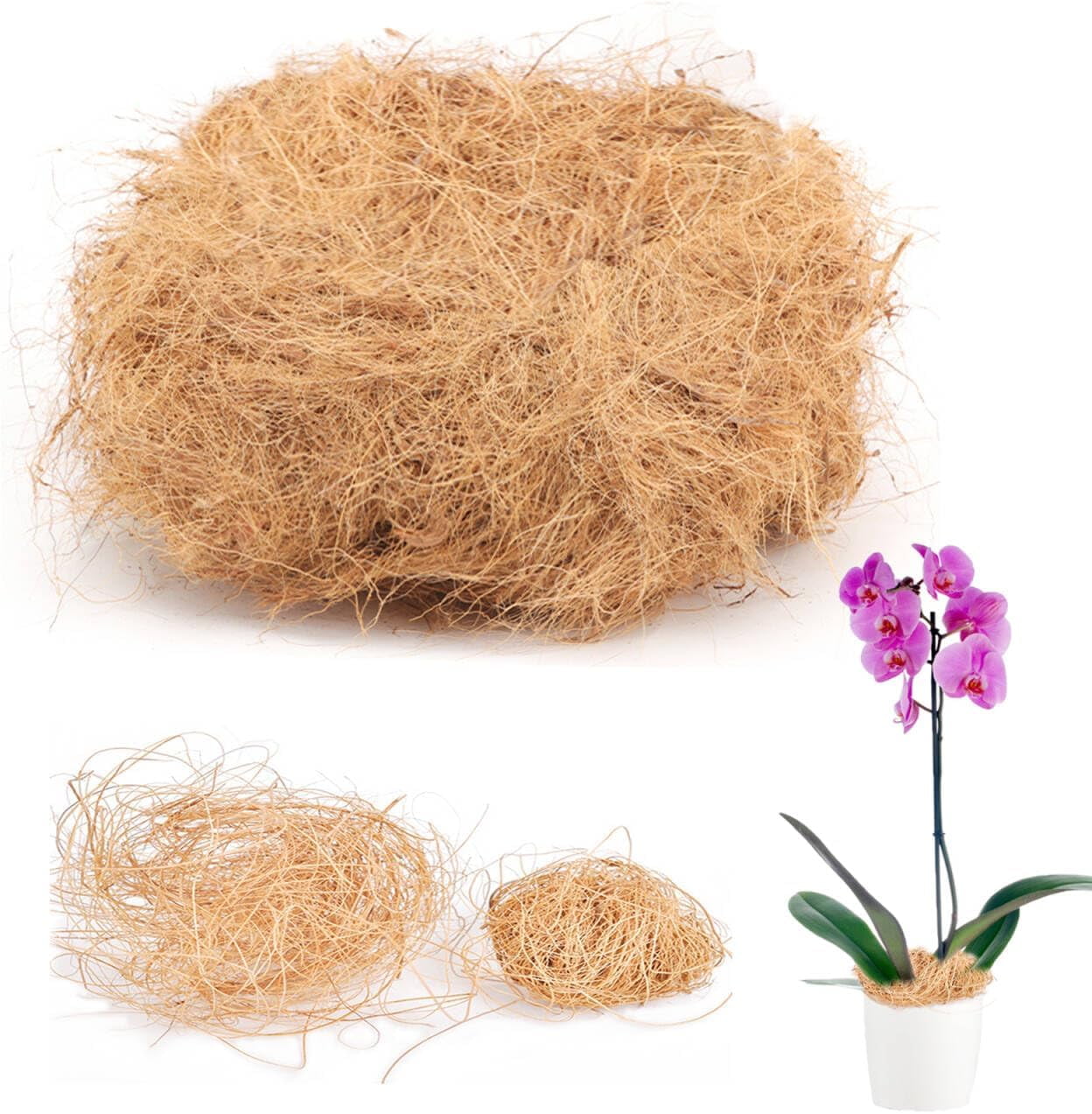 8.8oz Natural Coconut Husk Silk, Organic Pure Coconut Husk Fiber Orchid ...