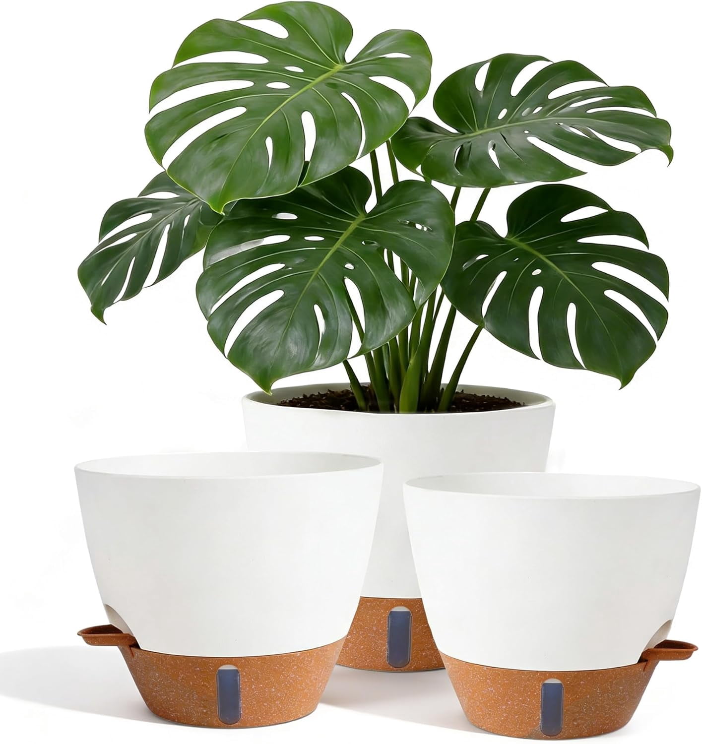 8/9/10 Inch Large Self Watering Pots, Plastic Flower Pots with Multi ...