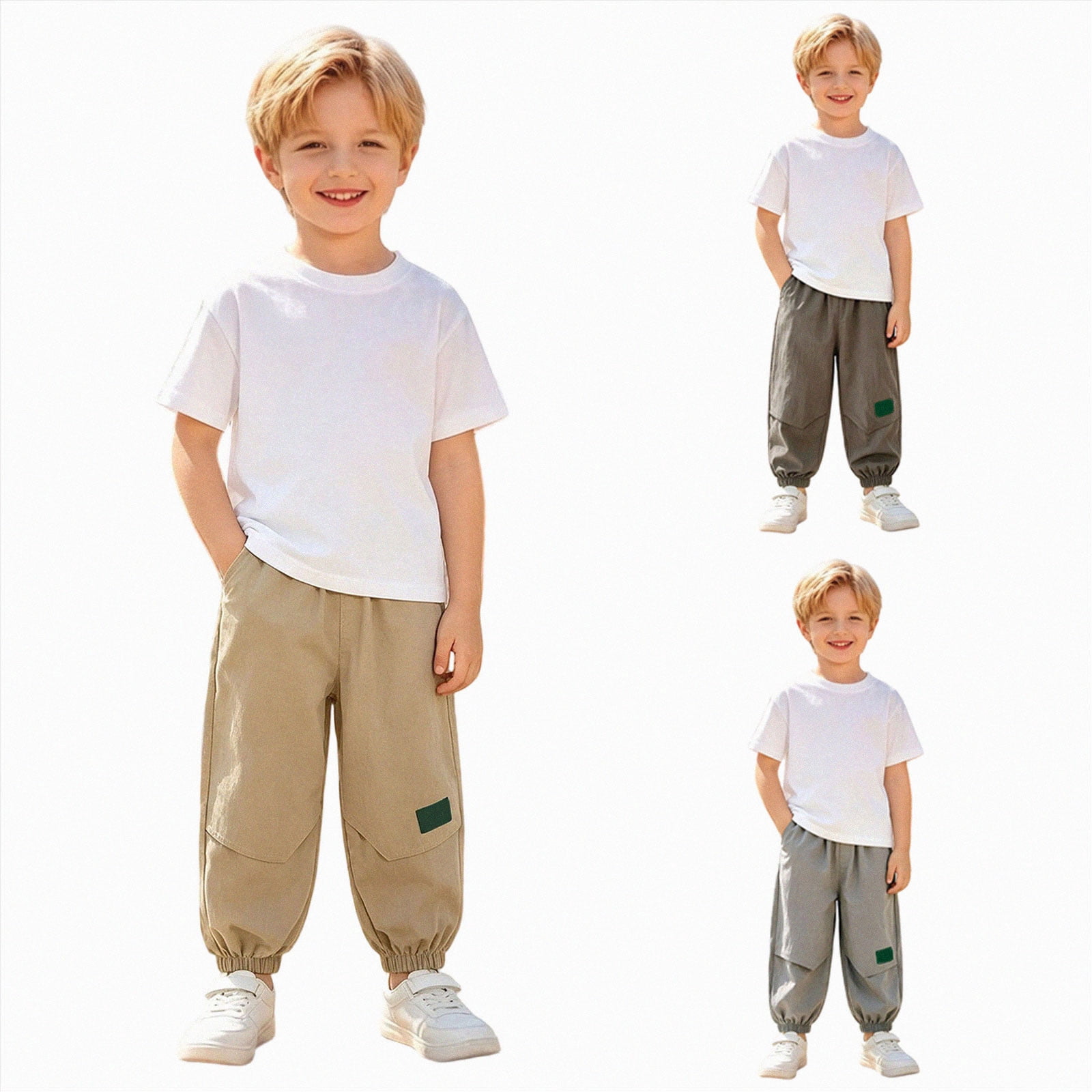 8-9 Years Boys Cargo Pants Casual Pants Elastic Waist Hiking School ...