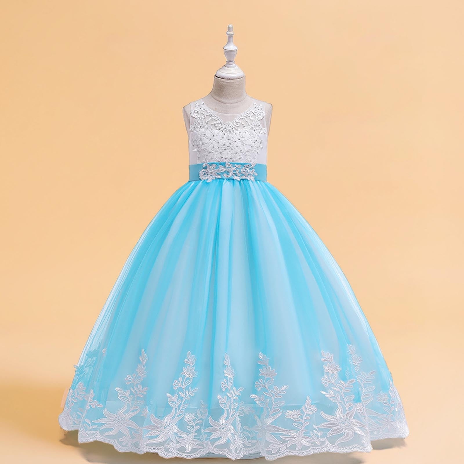 8-9 Years Teen Girls Flower Dresses Semi Formal Sleeveless Princess ...