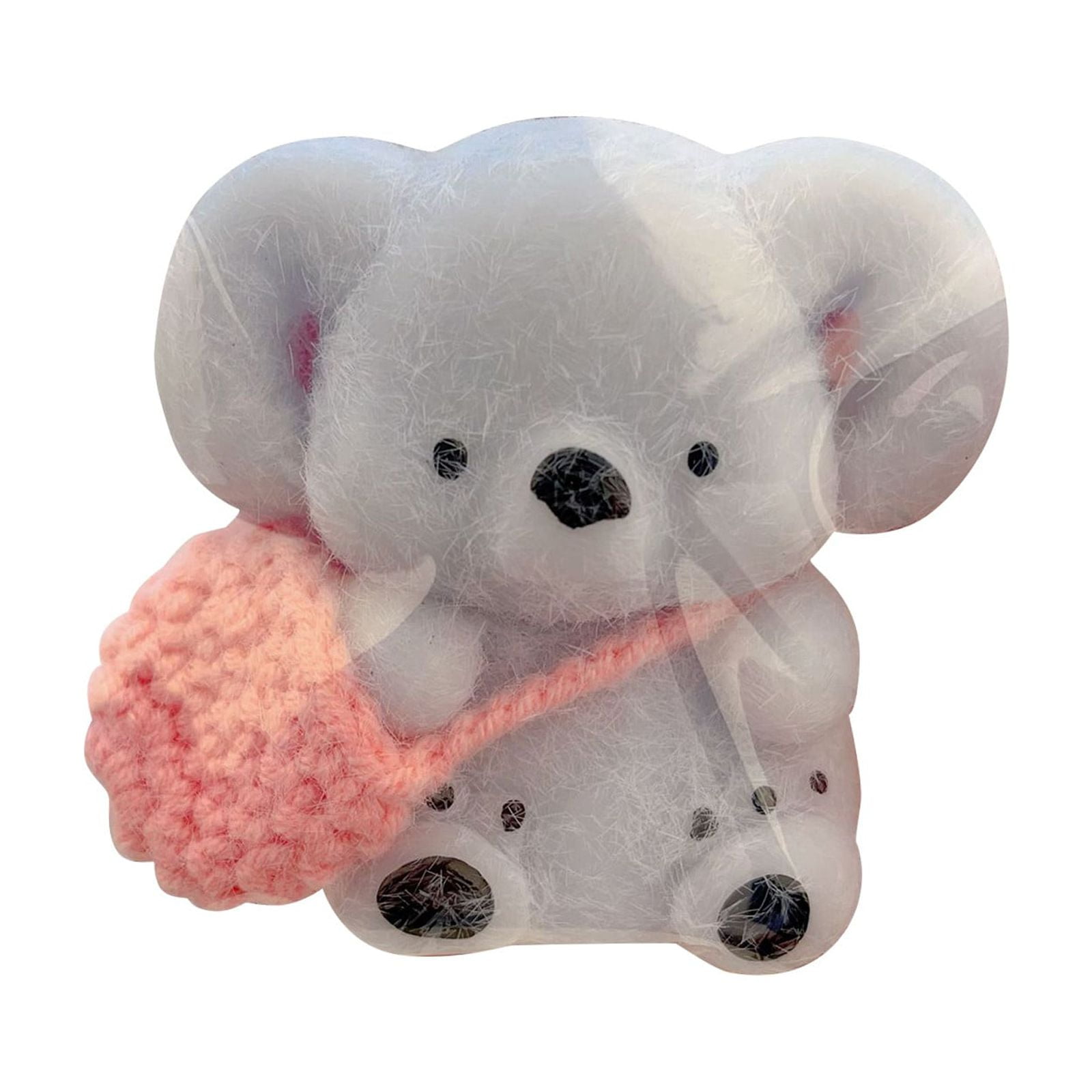 8.9Inch Plush Elephant Toy with Soft Pink Yarn Ball – Cozy & Cuddly ...