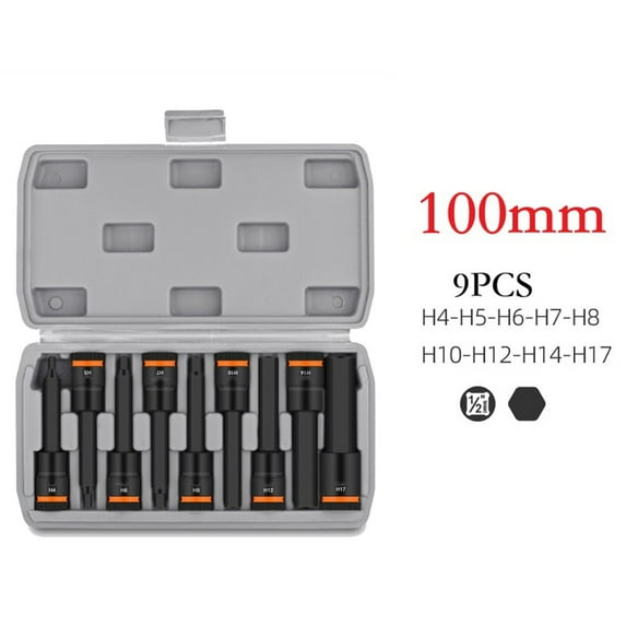8/9PCS 55mm/100mm Hex Bit Socket Adapter for impact driver 1/2inch ...