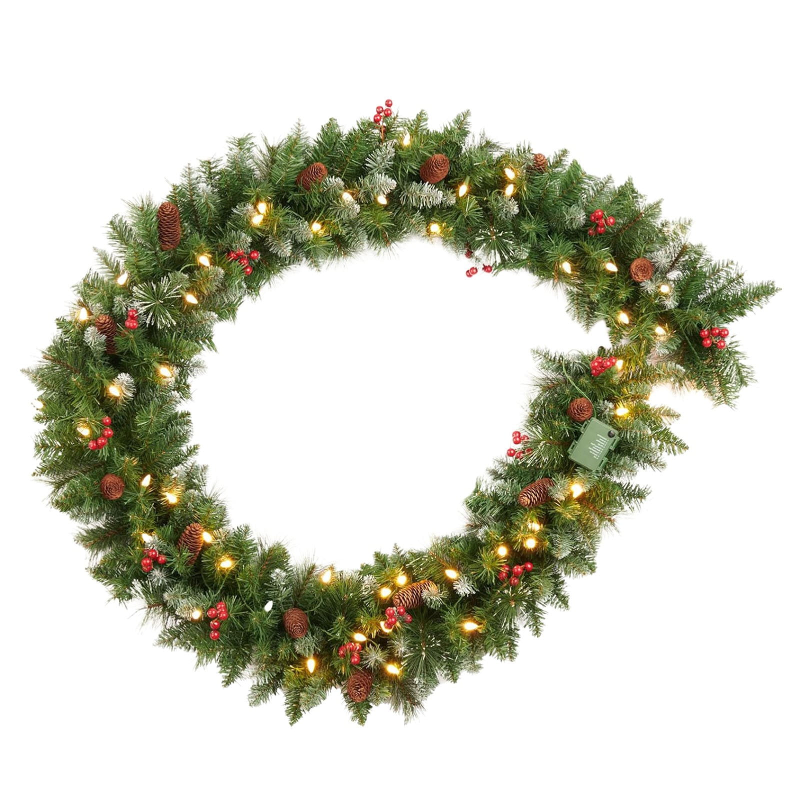 8.9ft Artificial Christmas Garland with Lights Battery Operated ...