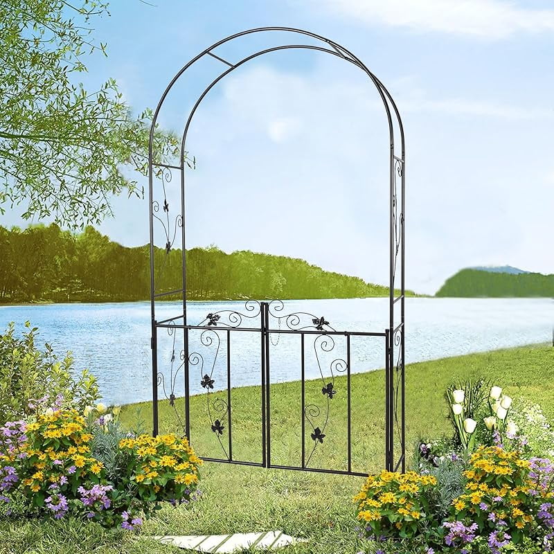 8.9ft Extra Large Garden Arch Trellis - Metal Black Garden Arbor ...