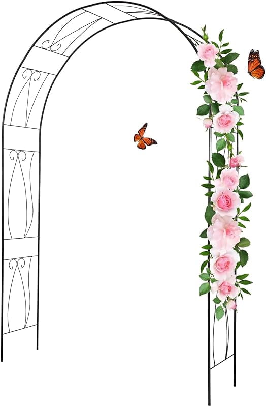8.9ft Extra Large Garden Arch Trellis - Metal Black Garden Arbor ...