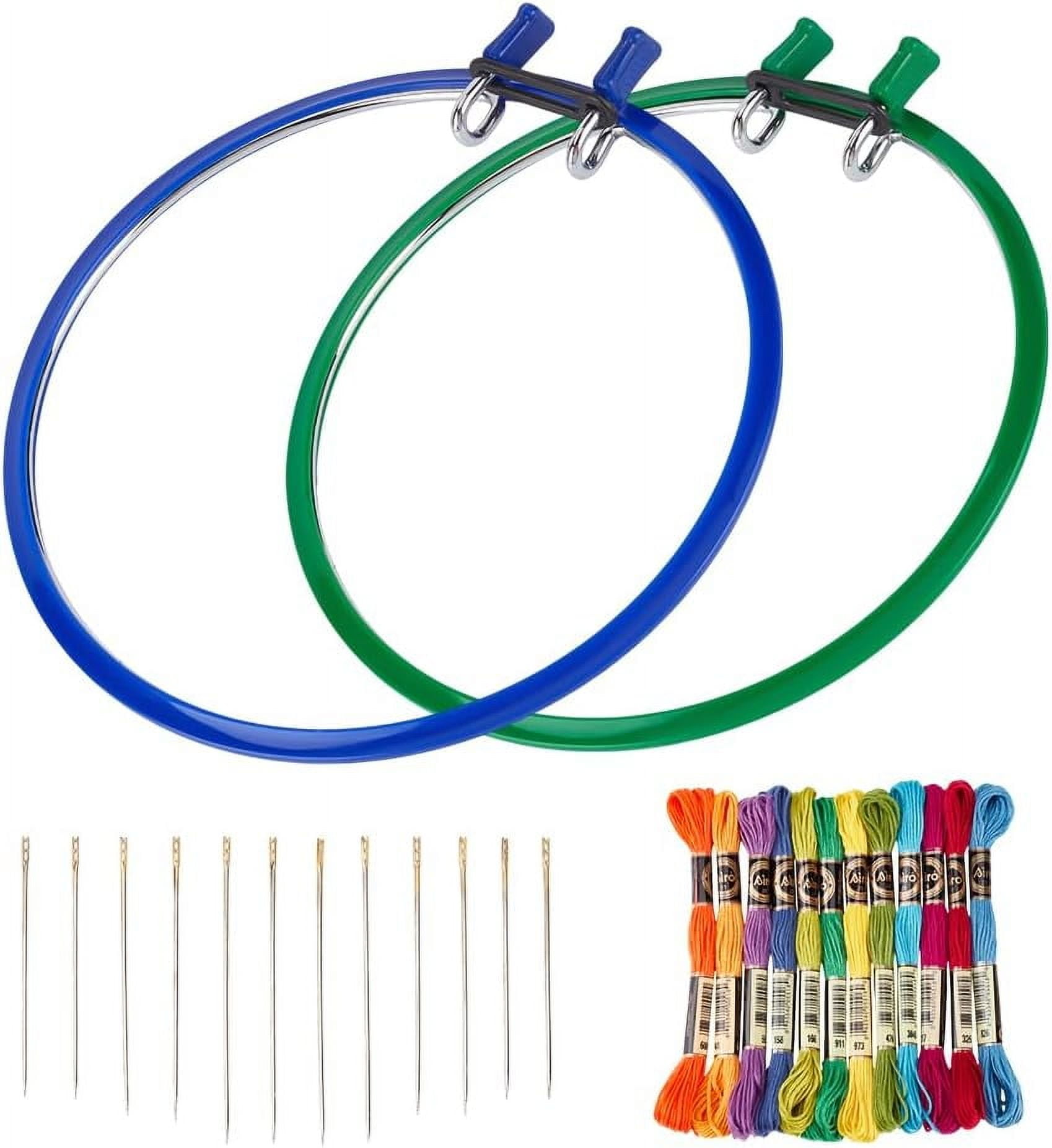 8.9x8.5x0.9 Inch Metal Green and Blue Embroidery Hoop with Embroidery ...