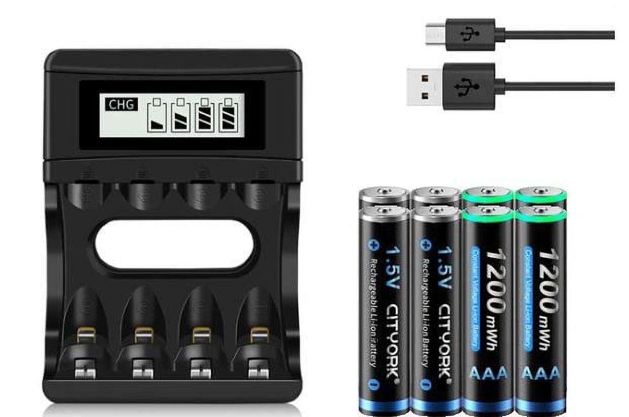 8 AAA High Capacity Low Self Discharge 1.5v Lithium Rechargeable ...