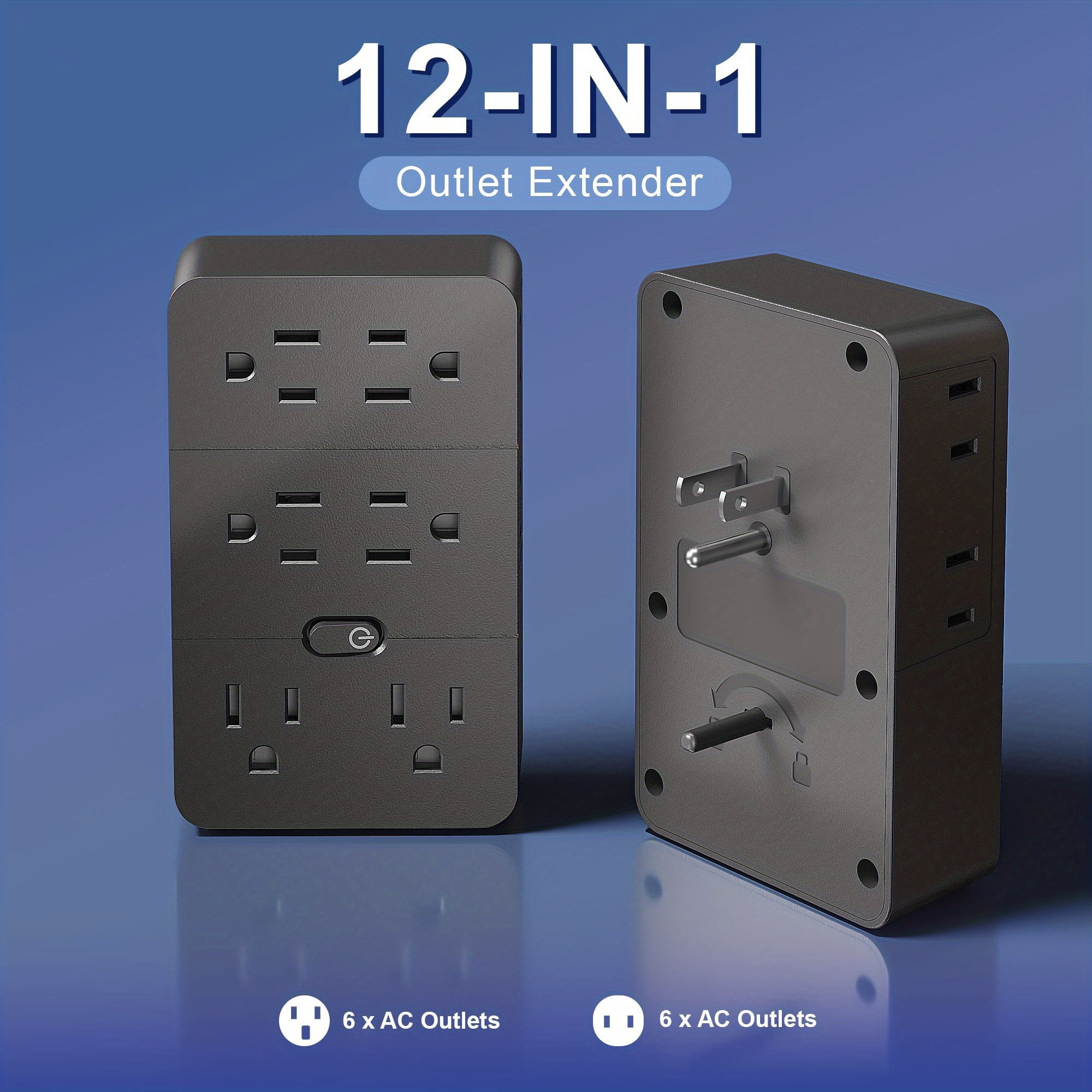 8 AC Outlets, 3 USB, 1 Type-C Port Power Strip, Multi-Plug Adapter w ...