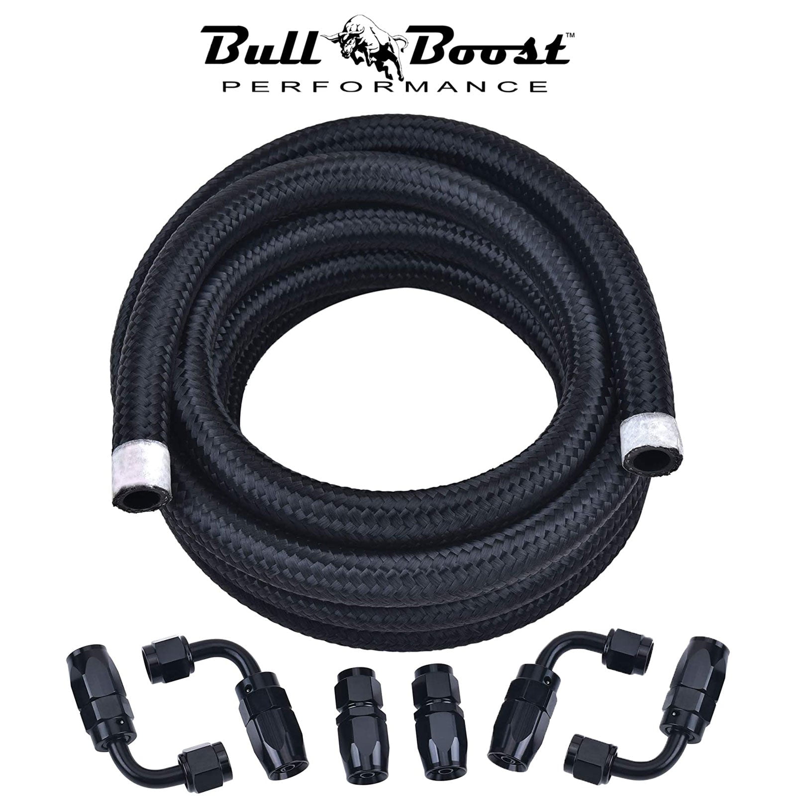 -8 AN Braided Fuel Line Oil-Gas-Fuel Hose Line Aluminum Hose End ...