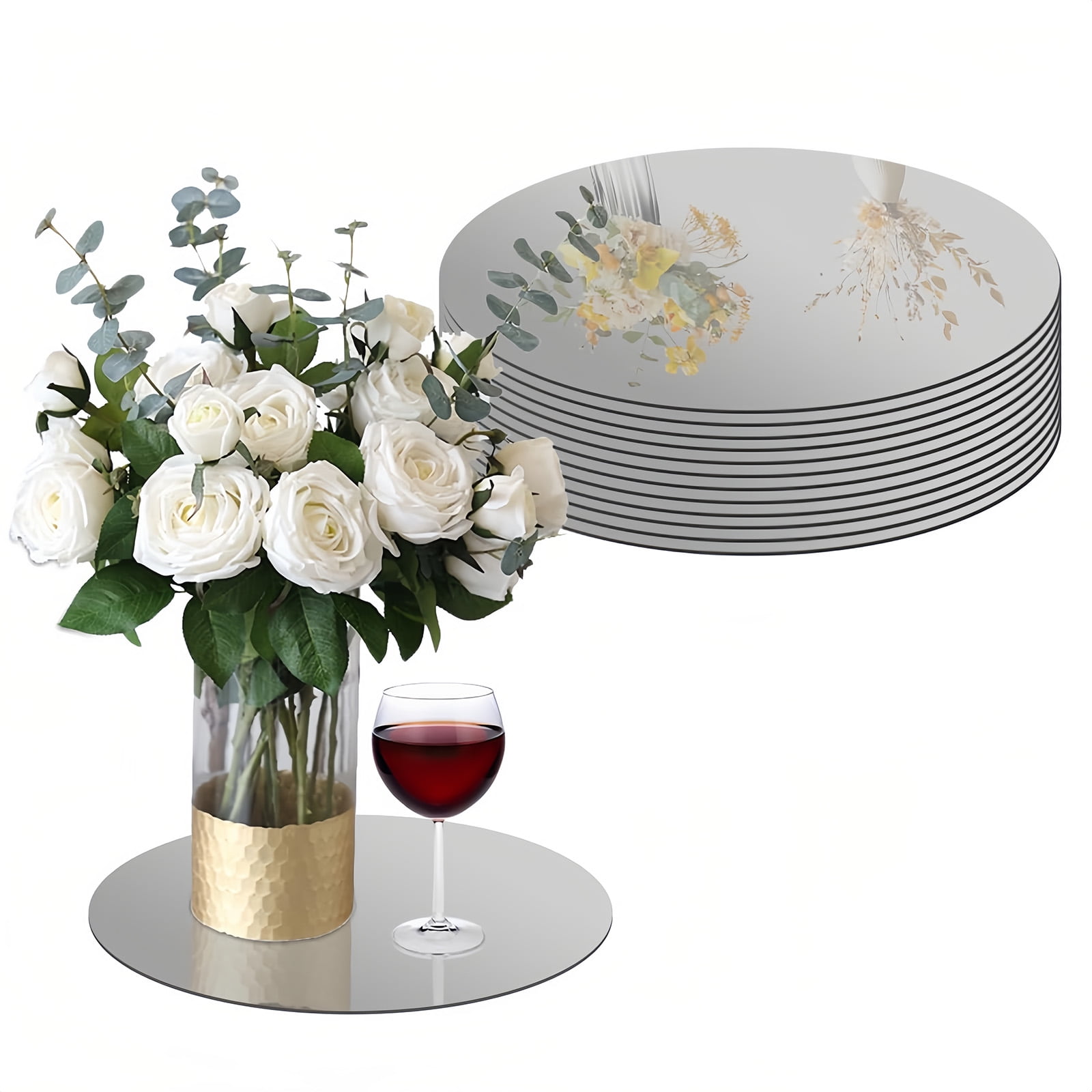 8" Acrylic Round Mirrors Centerpieces Trays for Tables 12 PCS Candle ...