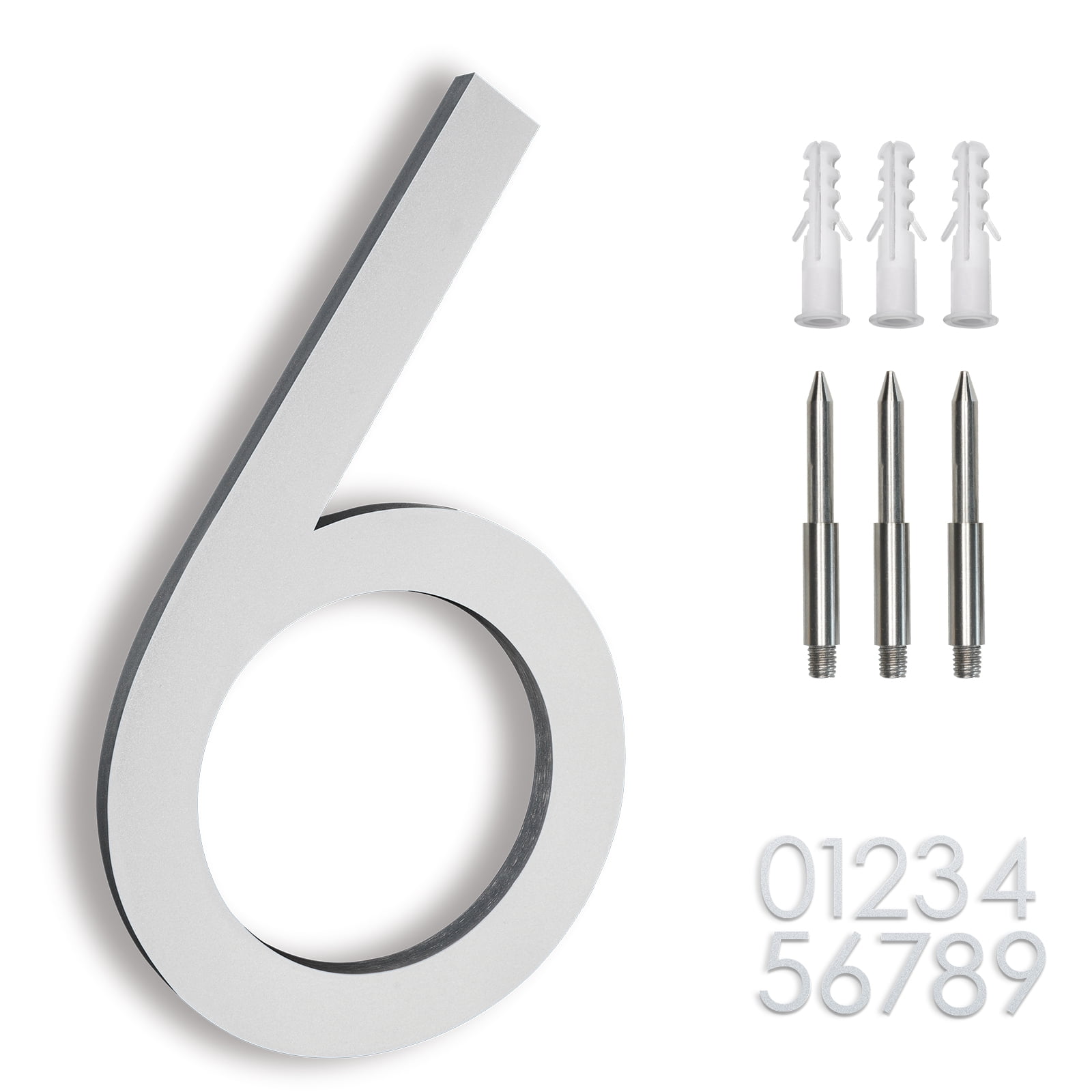 8" Address Numbers For House,Modern House Numbers Large Silver Exterior ...