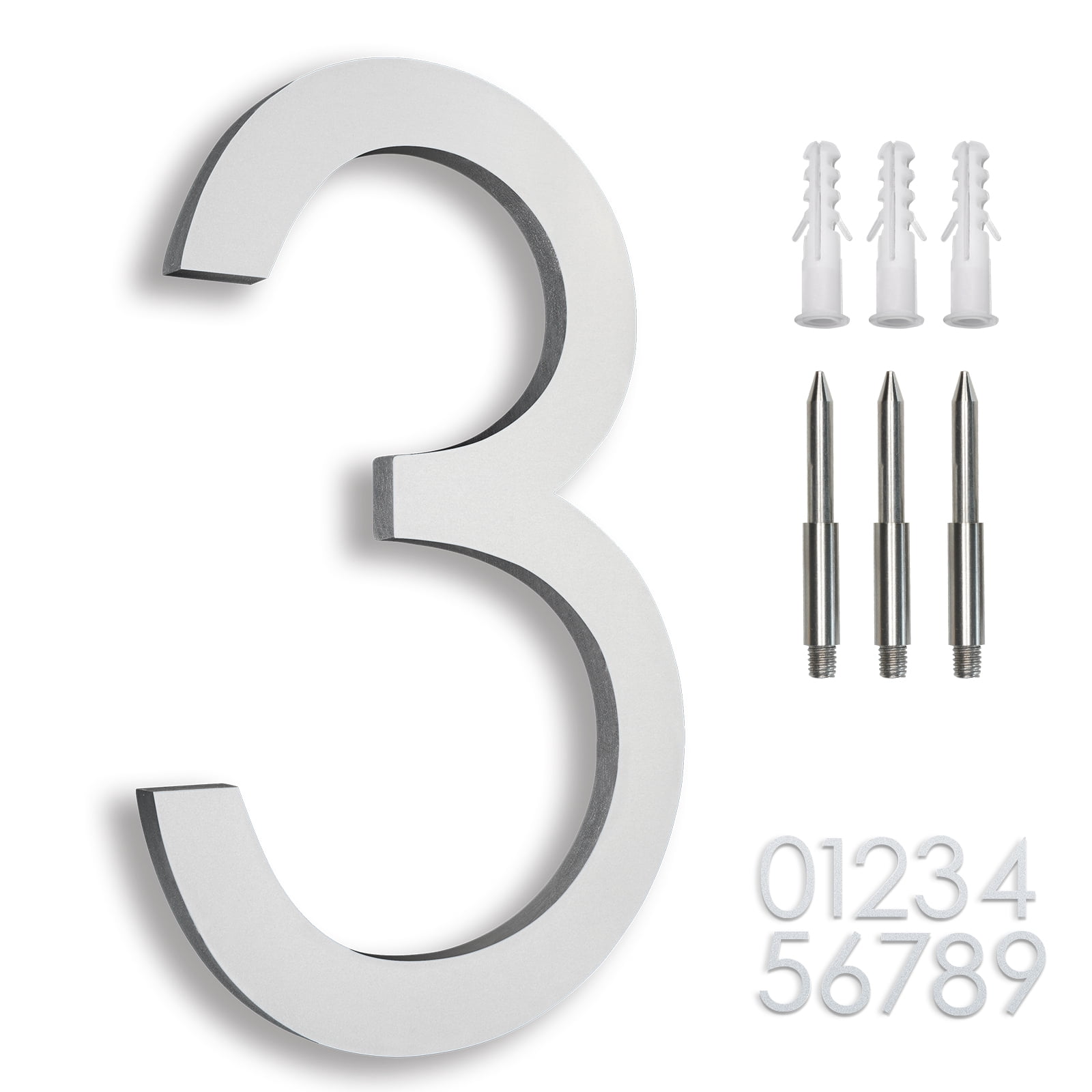 8" Outdoor Modern House Numbers, Large Silver, Aluminum Home Door ...
