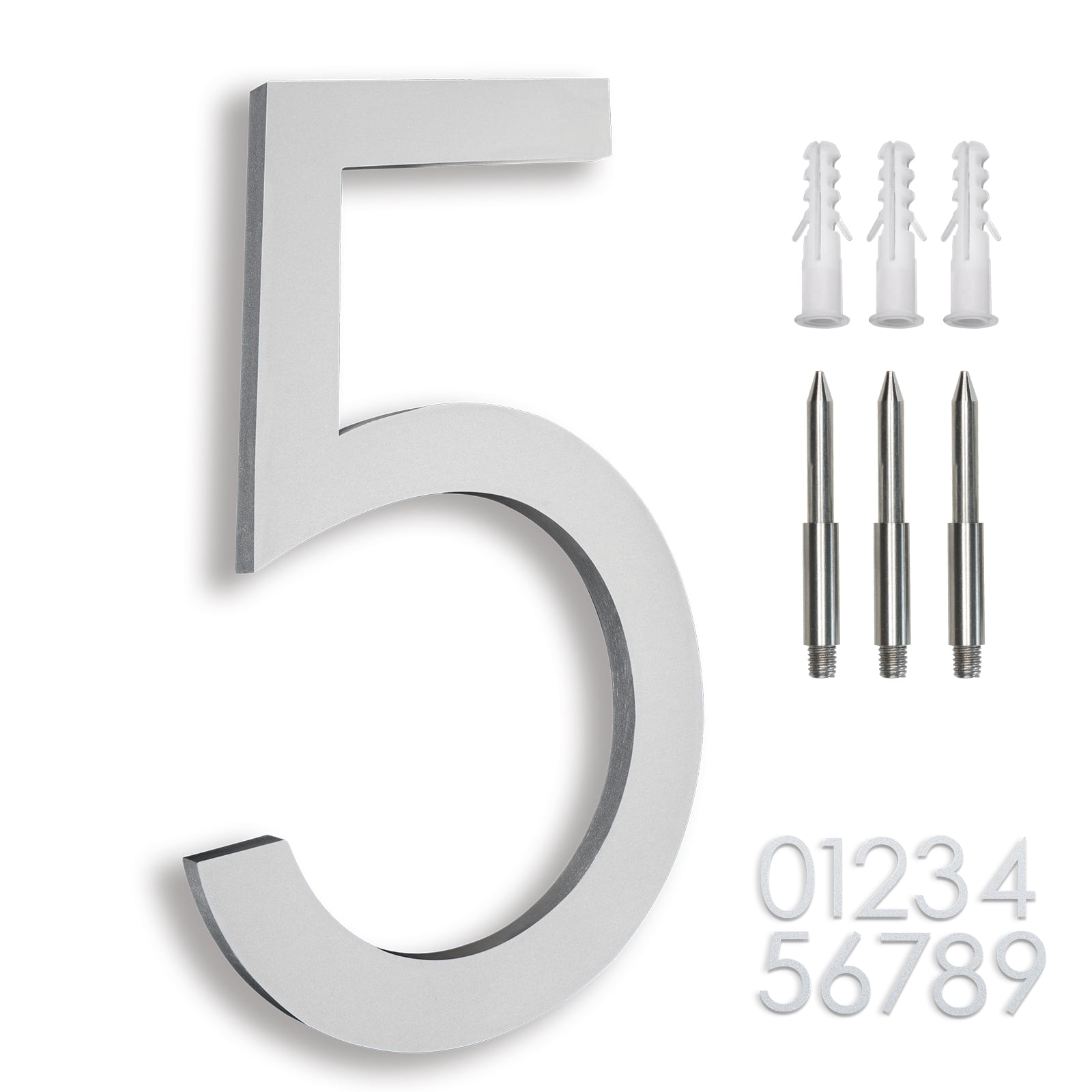 8" Address Numbers For House,Modern House Numbers Large Silver Exterior ...
