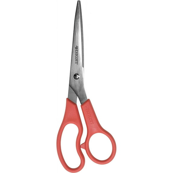 8" All Purpose Value Stainless Steel Straight Scissors, Red - Walmart.com