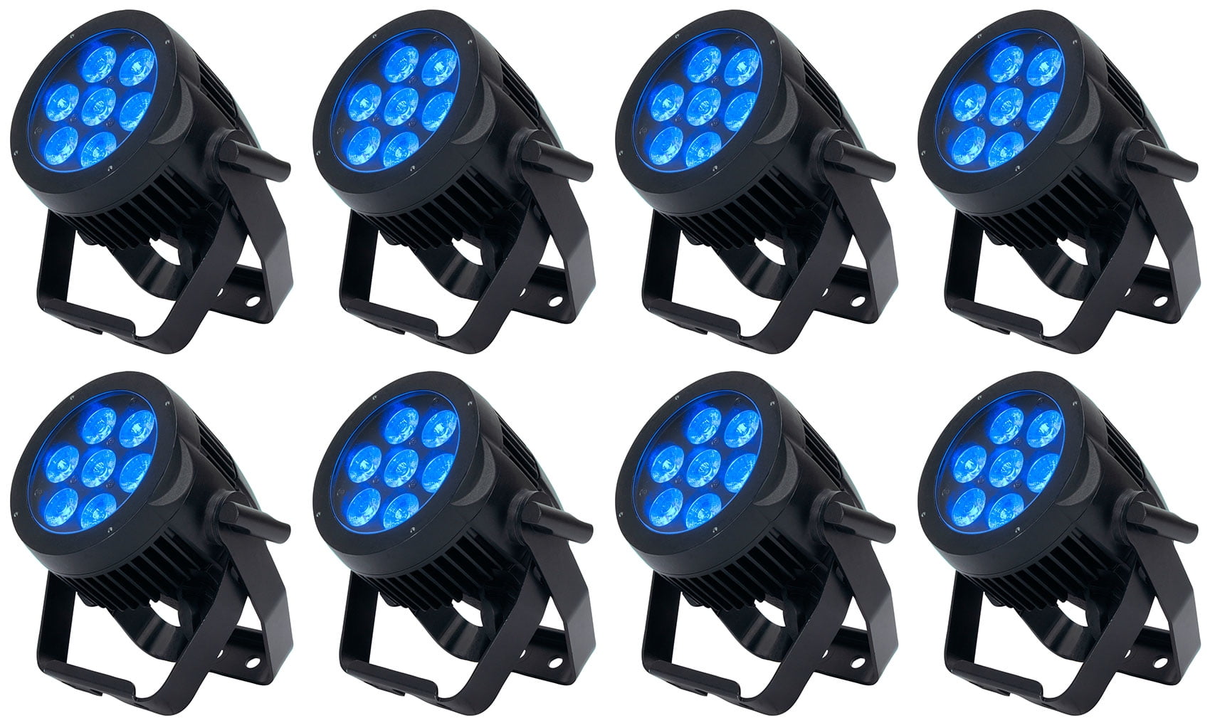 (8) American DJ 7P HEX IP Outdoor IP65 RGBAW+UV LED DMX Metal Par Wash ...