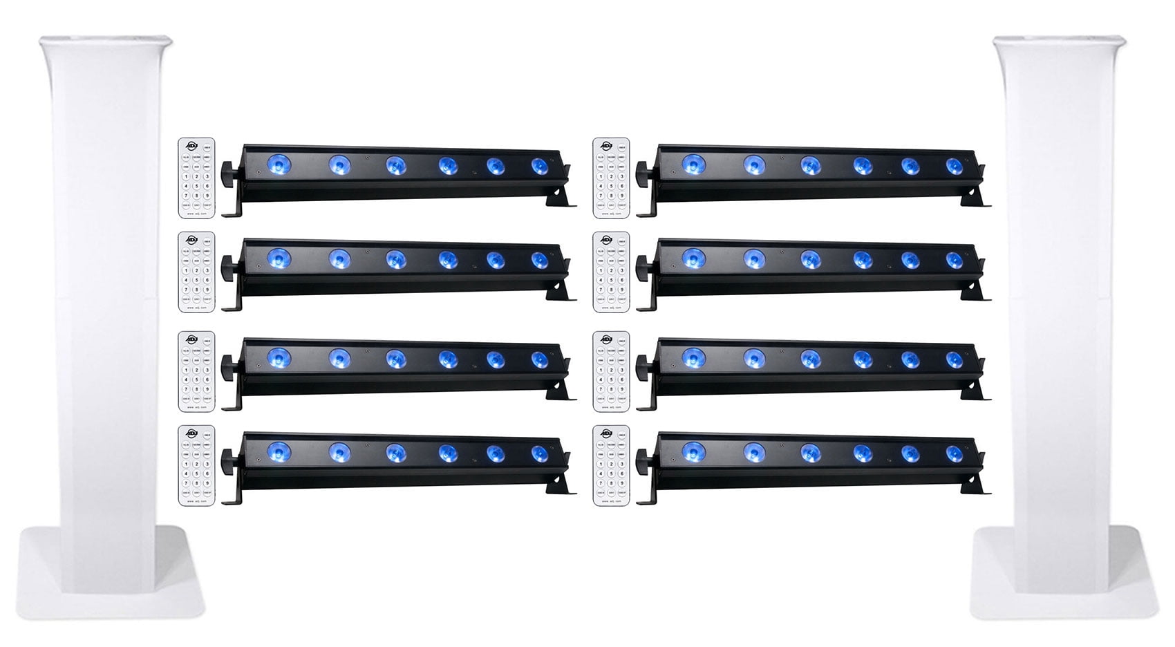 8) American DJ ADJ UB 6H 22.5" RGBAW+UV LED DMX Wash Light Bars+2 ...