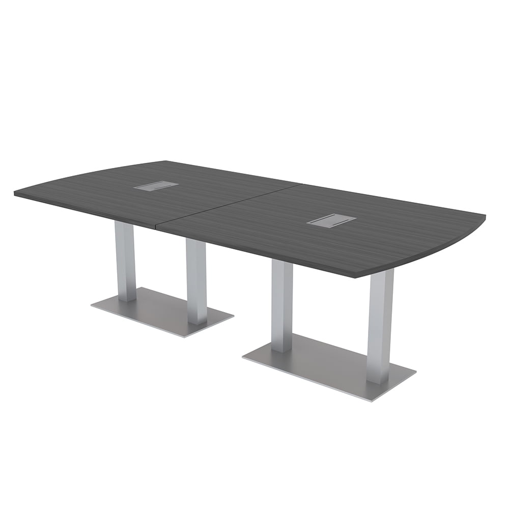8' Arc Rectangle Powered Conference Room Table Square Metal Bases ...