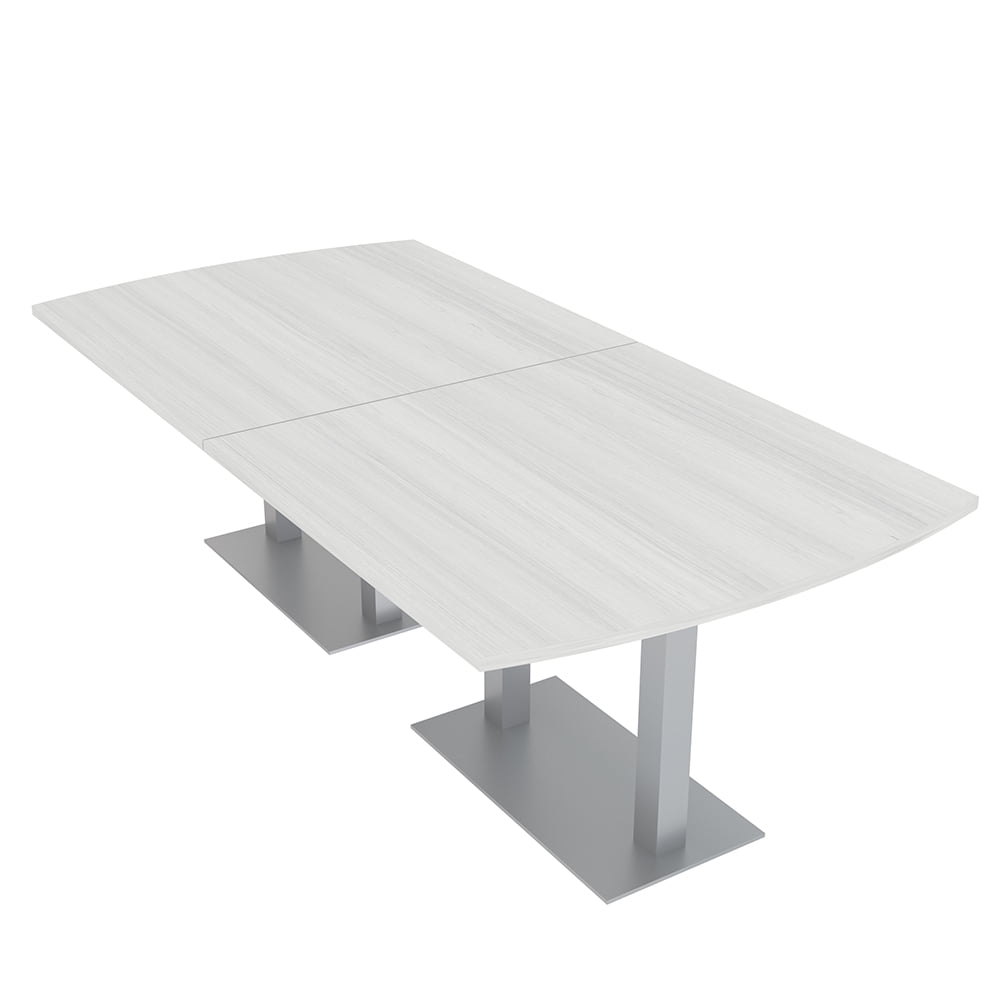 8' Arc Rectangle Powered Conference Room Table Square Metal Bases ...