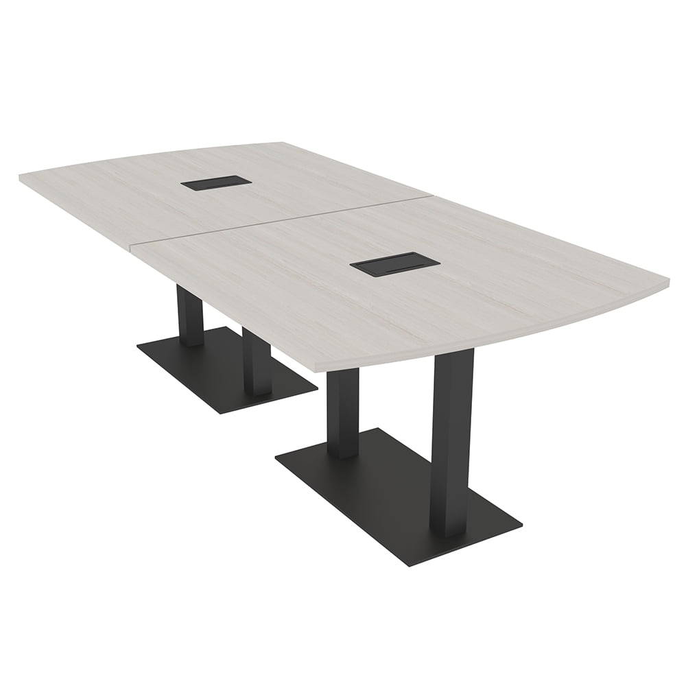8' Arc Rectangle Powered Conference Room Table Square Metal Bases ...