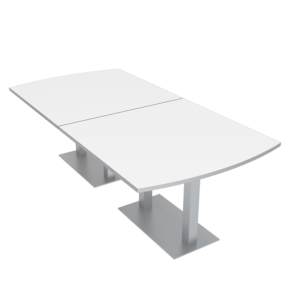 8' Arc Rectangle Powered Conference Room Table Square Metal Bases ...
