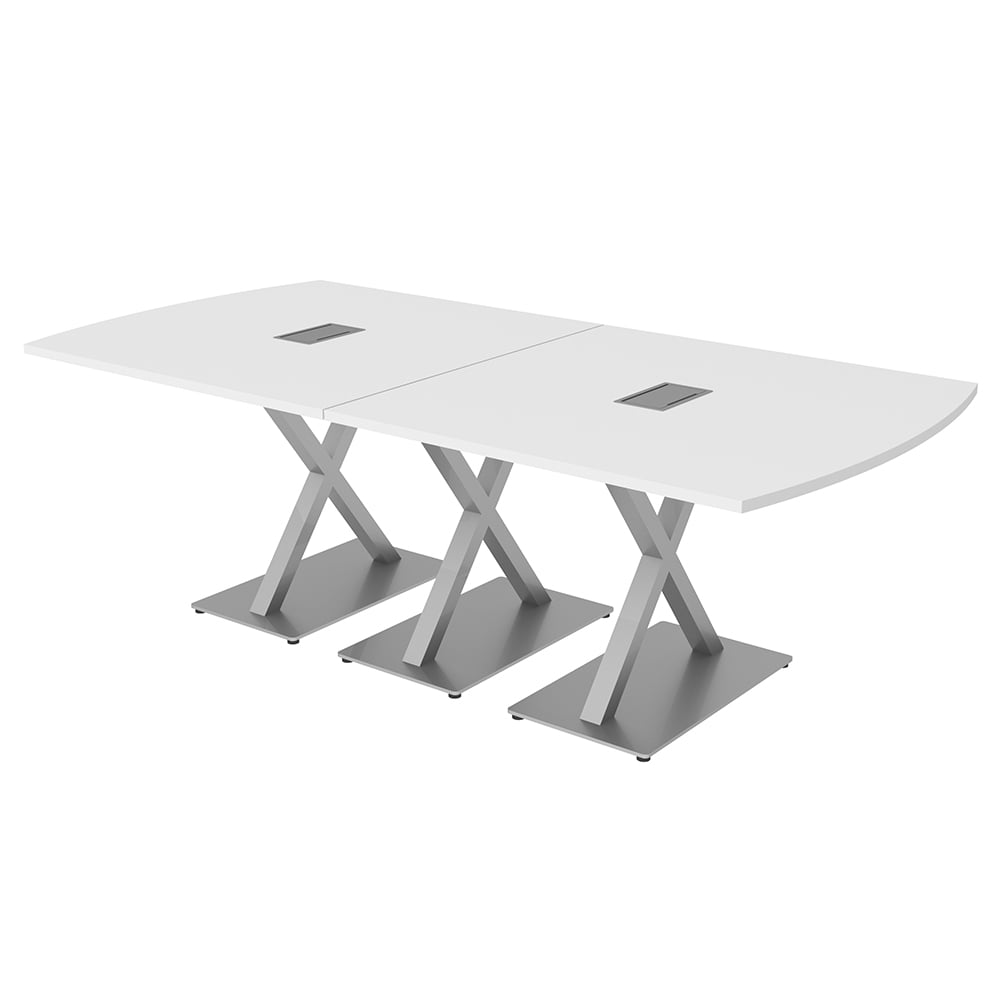 8' Arc Rectangle Powered Conference Room Table With X Shaped Bases ...