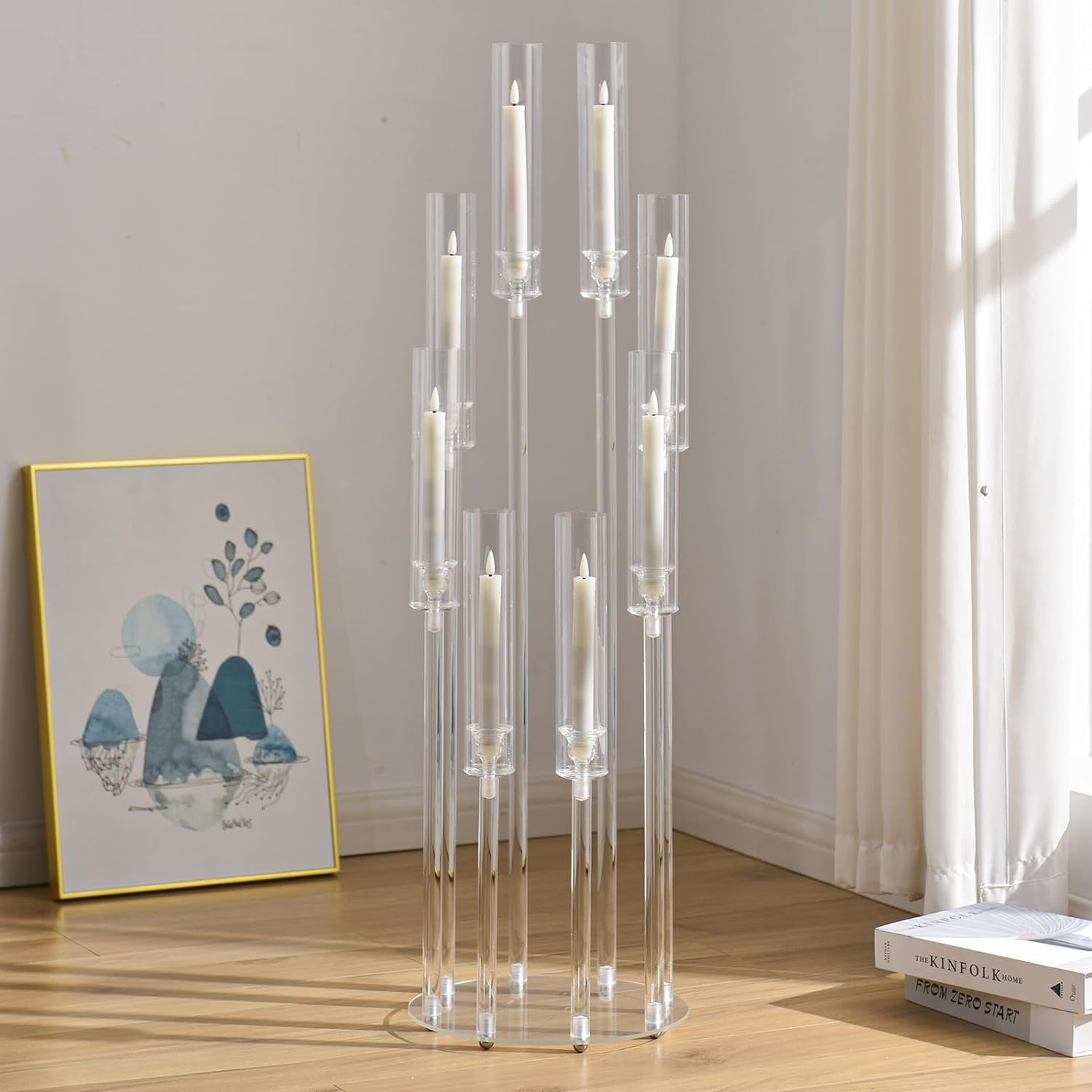 VINCIGANT 8 Arms Clear Acrylic Candle Holder, 38.5 inches, Ideal for ...