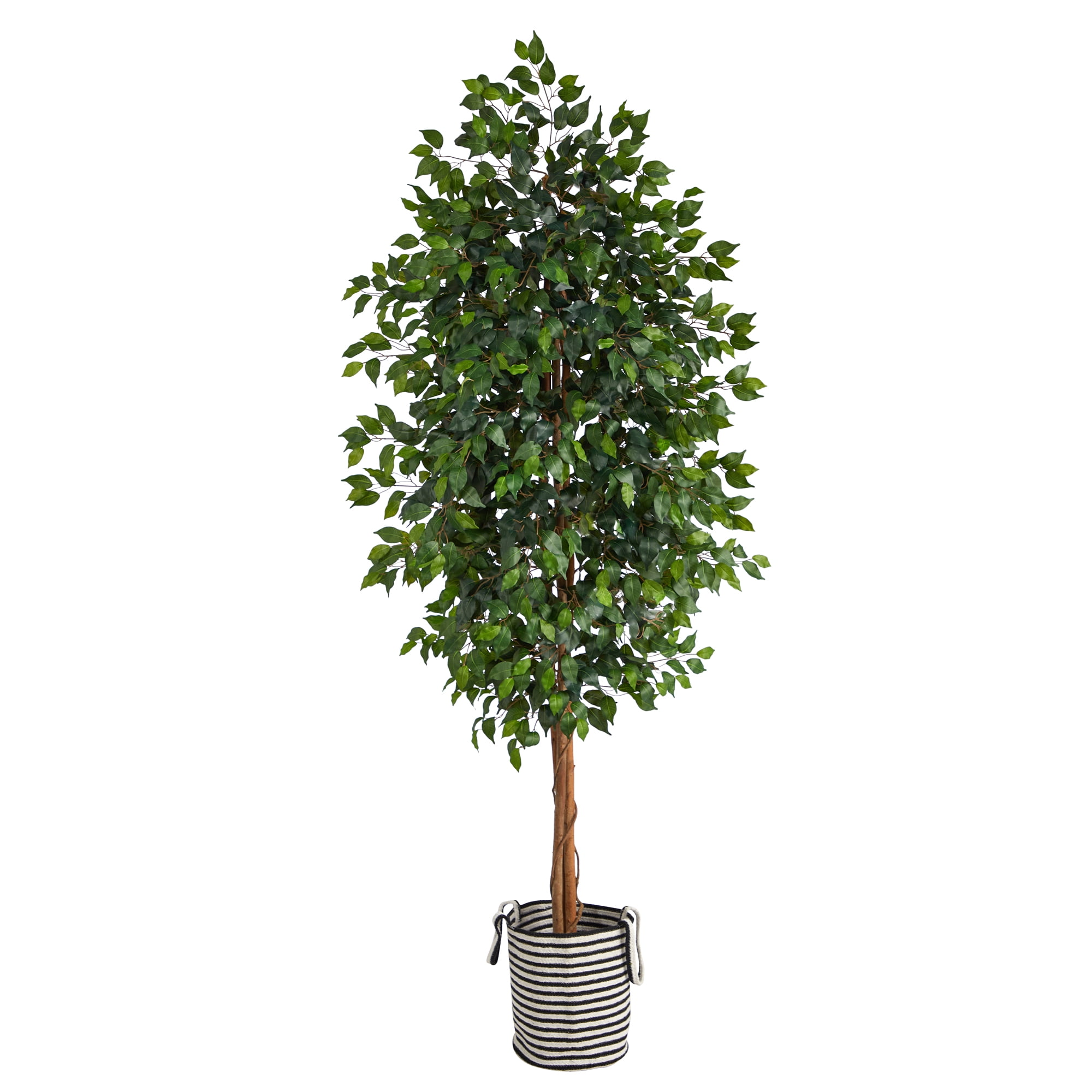 Nearly Natural 8ft. Ficus Artificial Tree in Handmade Black and White ...