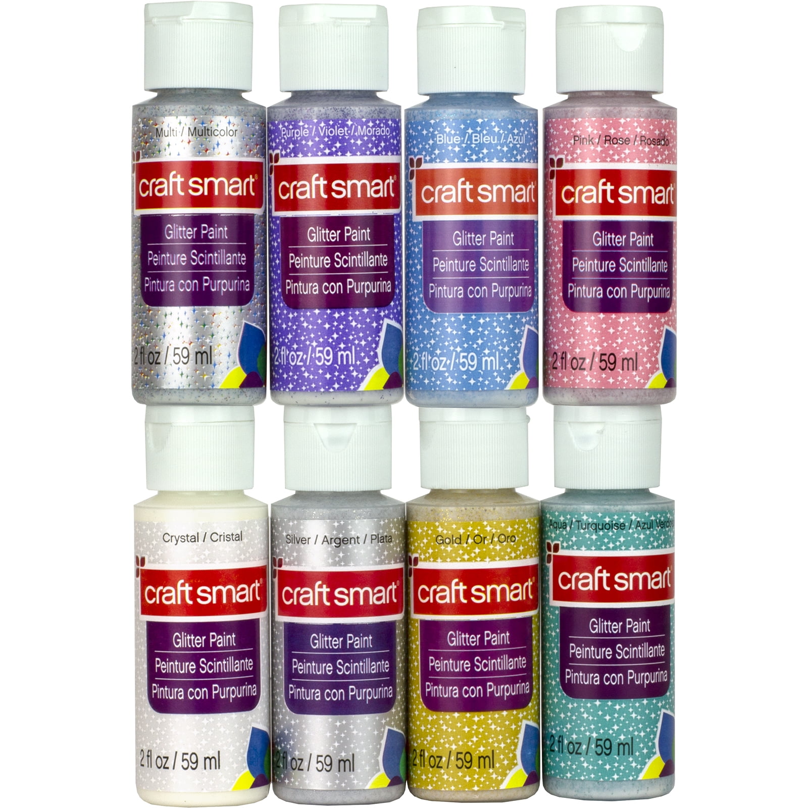 Craft Smart 8 Assorted Glitter Acrylic Paint Set - Non-Toxic, Fast ...