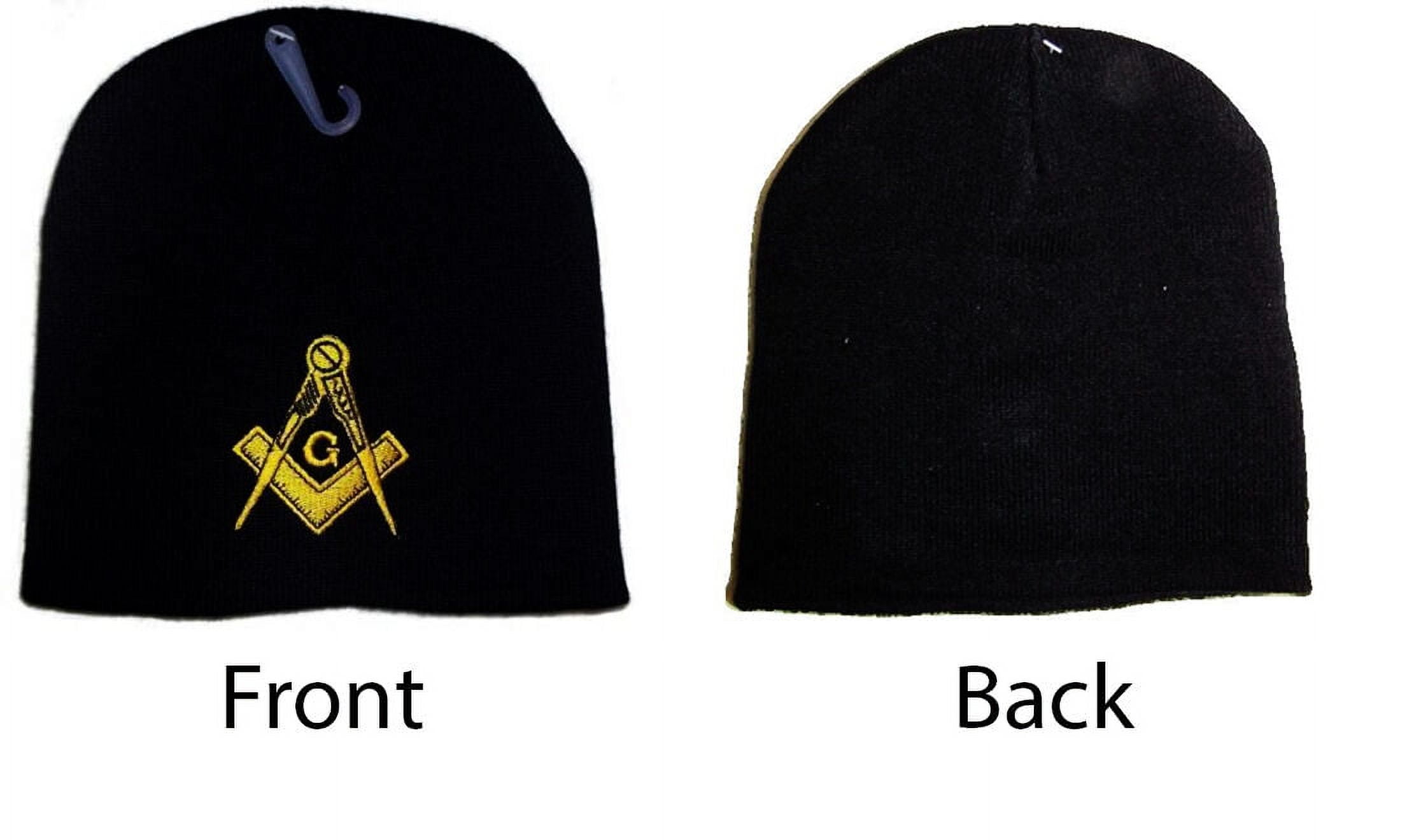 8" BLACK FREEMASON MASONIC EMBROIDERED WINTER Mason BEANIE Cap Hat ...