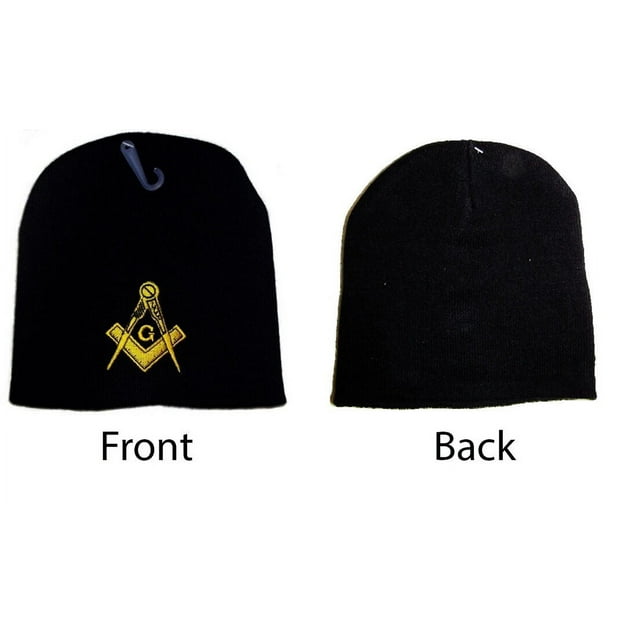 8" BLACK FREEMASON MASONIC EMBROIDERED WINTER Mason BEANIE Cap Hat ...