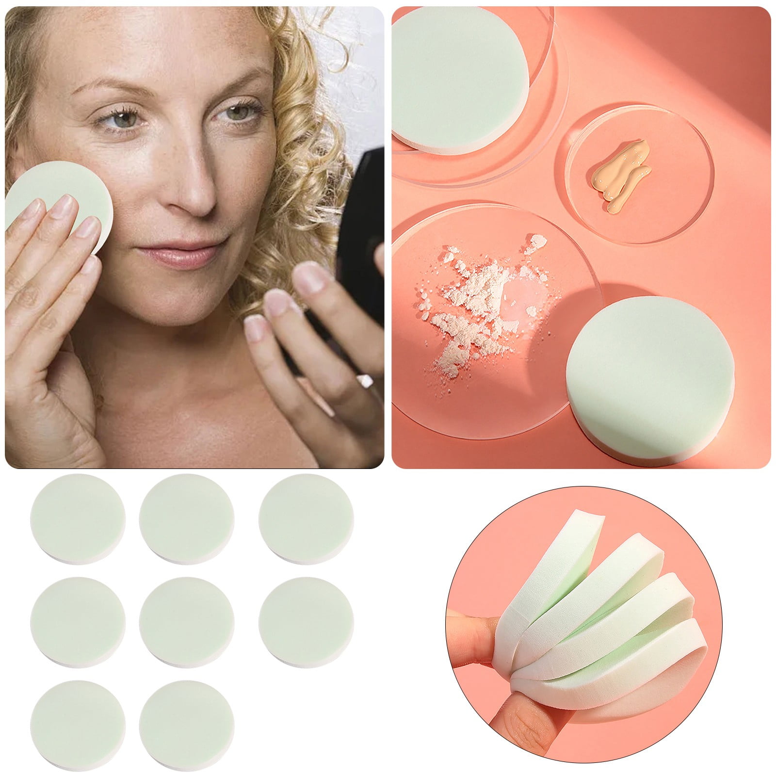 8 Bags Of Hydrophilic Round Upper Makeup Powder Puff Dry And Wet Makeup ...